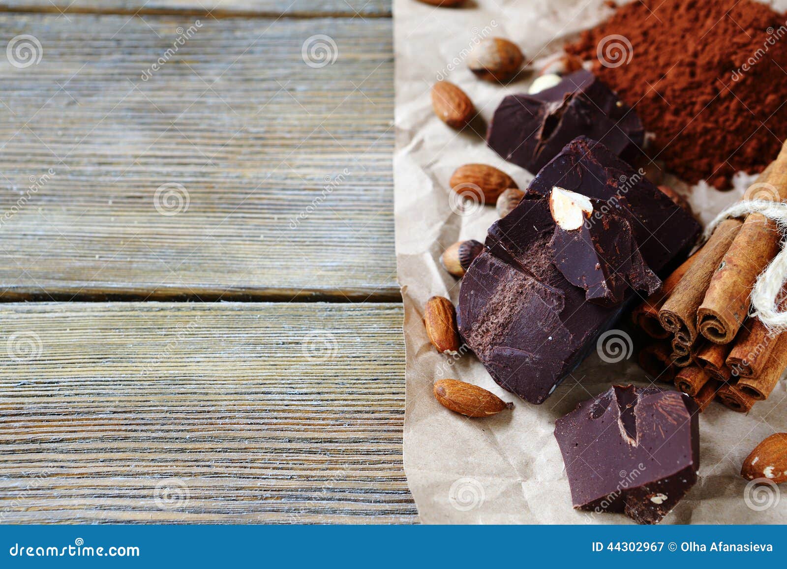 Cinnamon and Chocolate on Paper Stock Image - Image of background ...