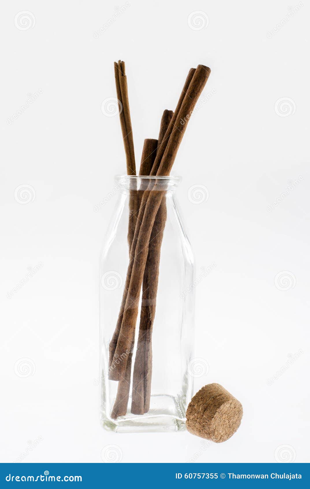Cinnamon in a glass bottle stock image. Image of dessert - 60757355