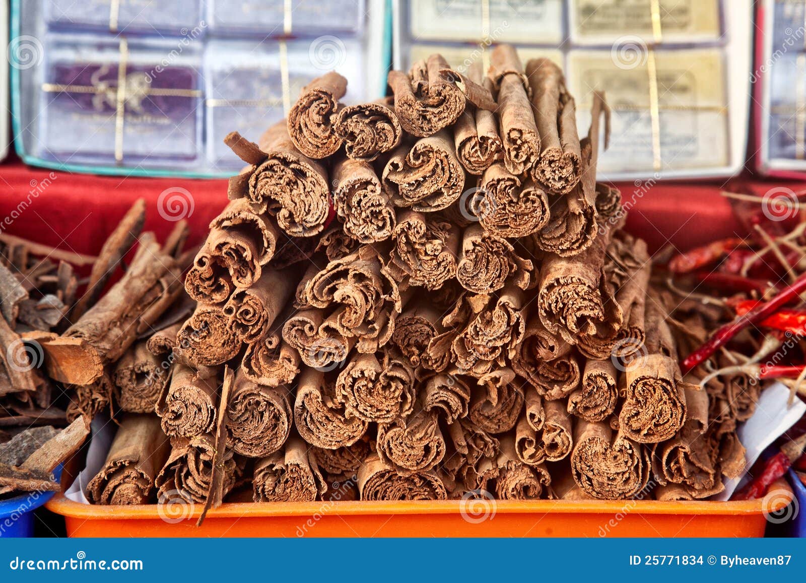 Cinnamon at market stock photo. Image of aromatic, oriental - 25771834
