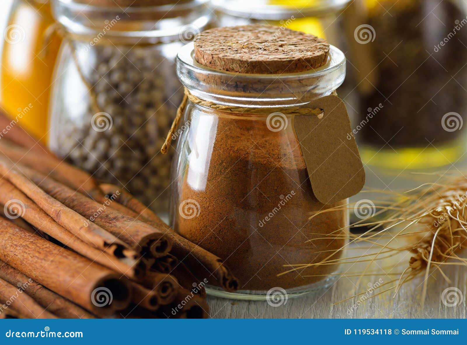Cinnamon Powder in a Bottle Stock Photo - Image of wood, dark: 119534118