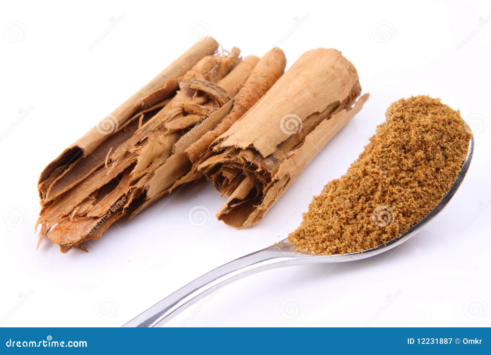 Cinnamon powder on a spoon stock image. Image of measure - 12231887
