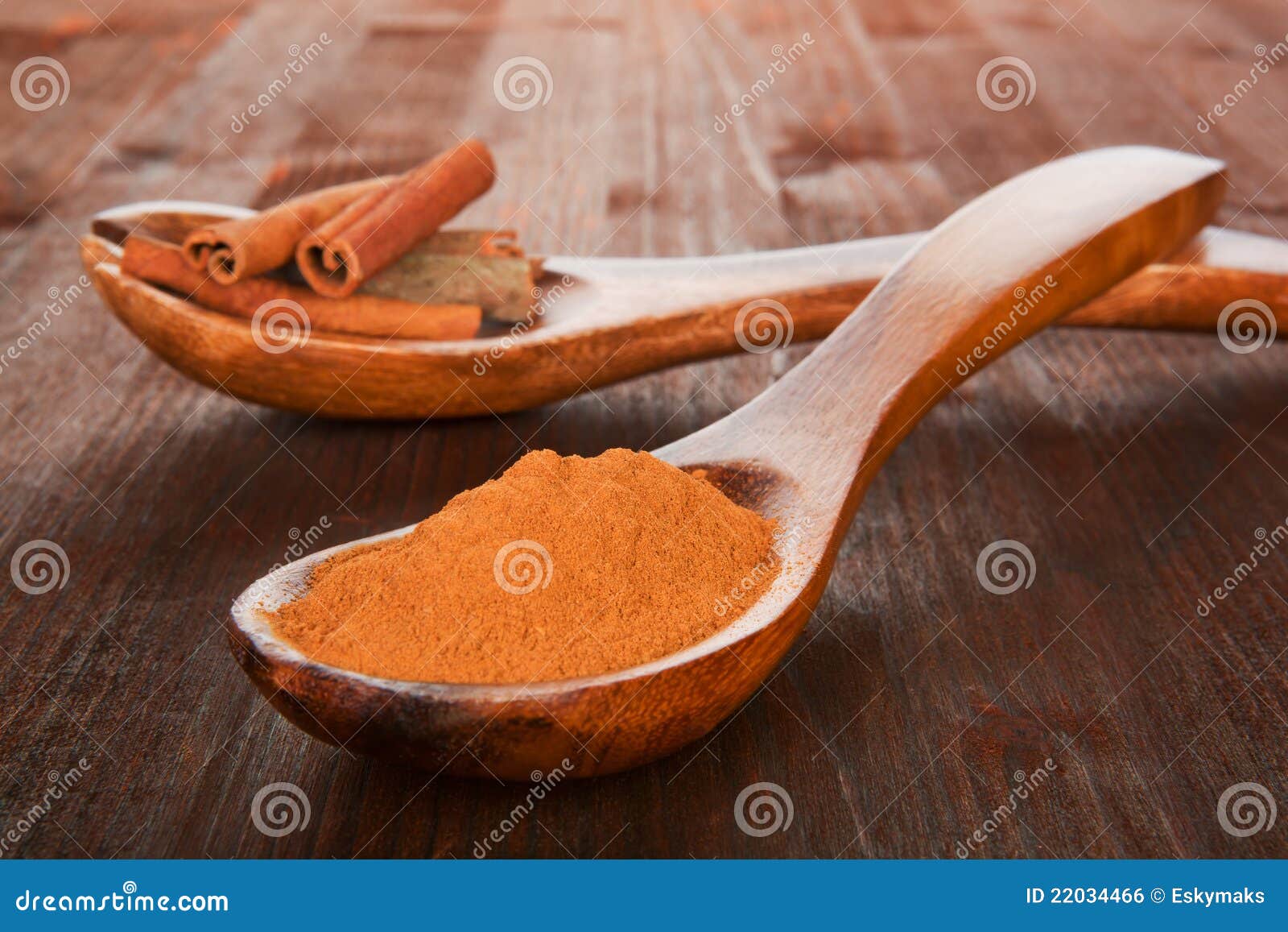 Cinnamon Powder on Wooden Spoon. Stock Photo - Image of flavor, brown ...