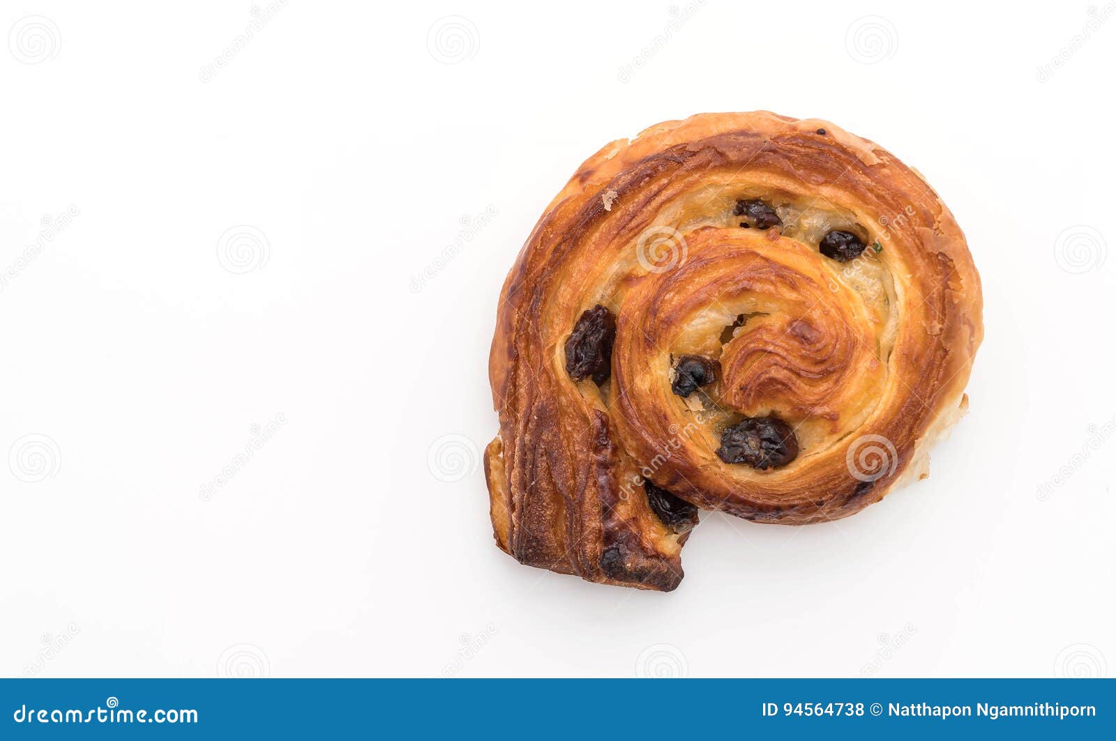 Cinnamon raisin roll stock photo. Image of isolated, danish - 94564738