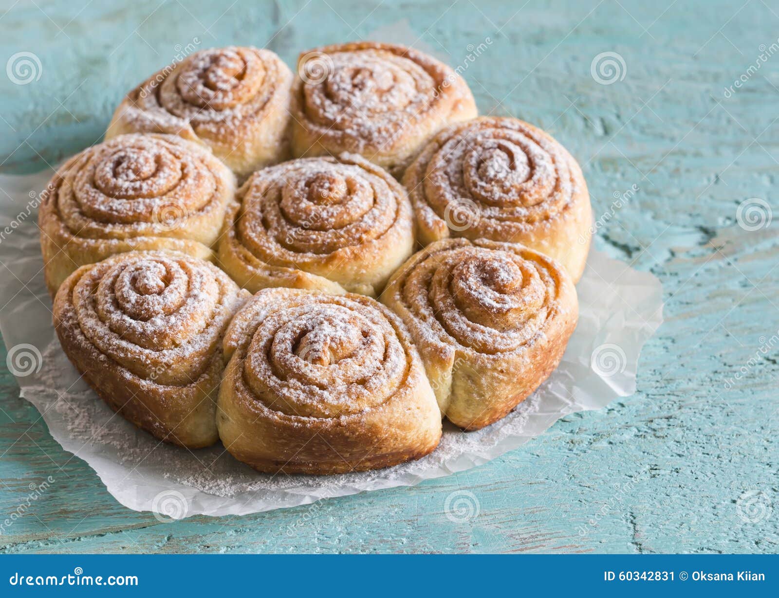 Cinnamon Rolls on Bright Wooden Surface Stock Image - Image of cuisine ...