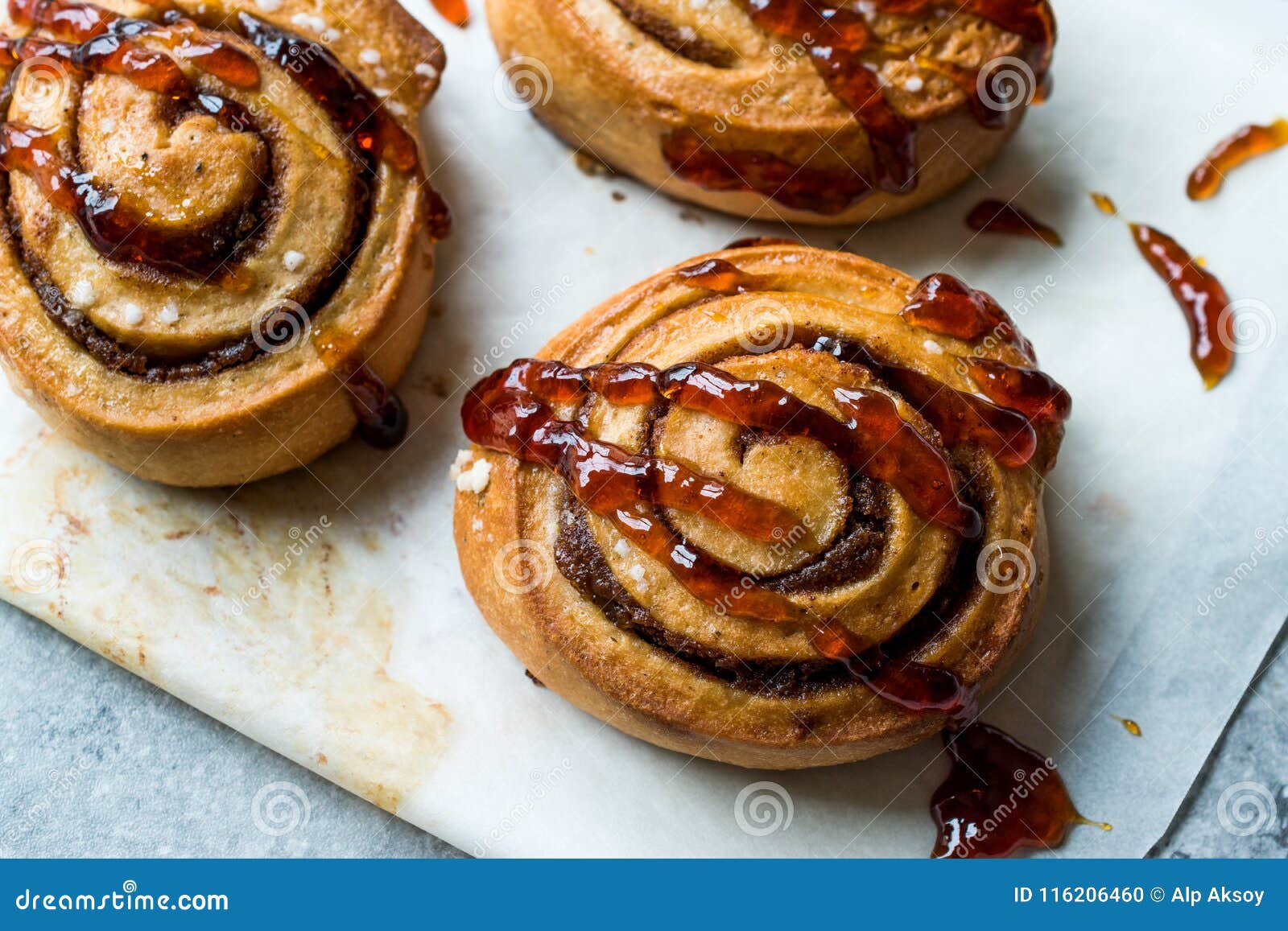 Cinnamon Rolls with Caramel Sauce / Cinnamon Buns. Stock Photo - Image ...