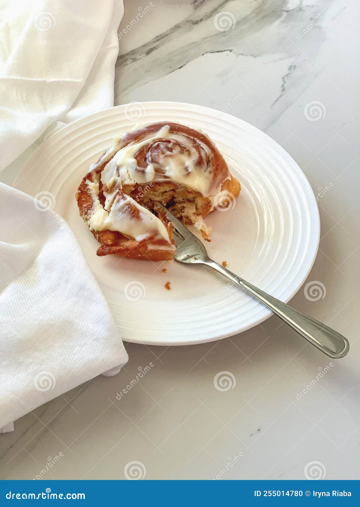 Cinnamon Rolls or Cinnabon with Icing. Homemade Traditional Dessert on ...