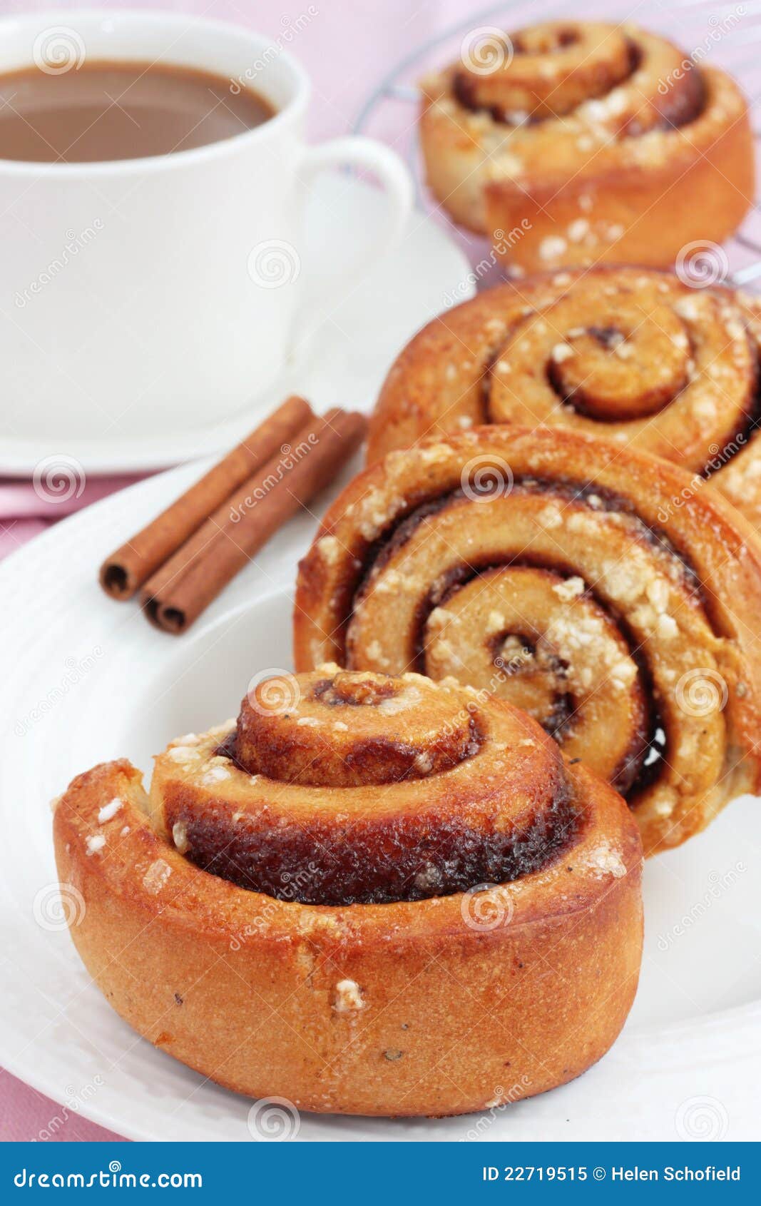 Cinnamon Rolls and a Cup of Coffee Stock Image - Image of pastries ...