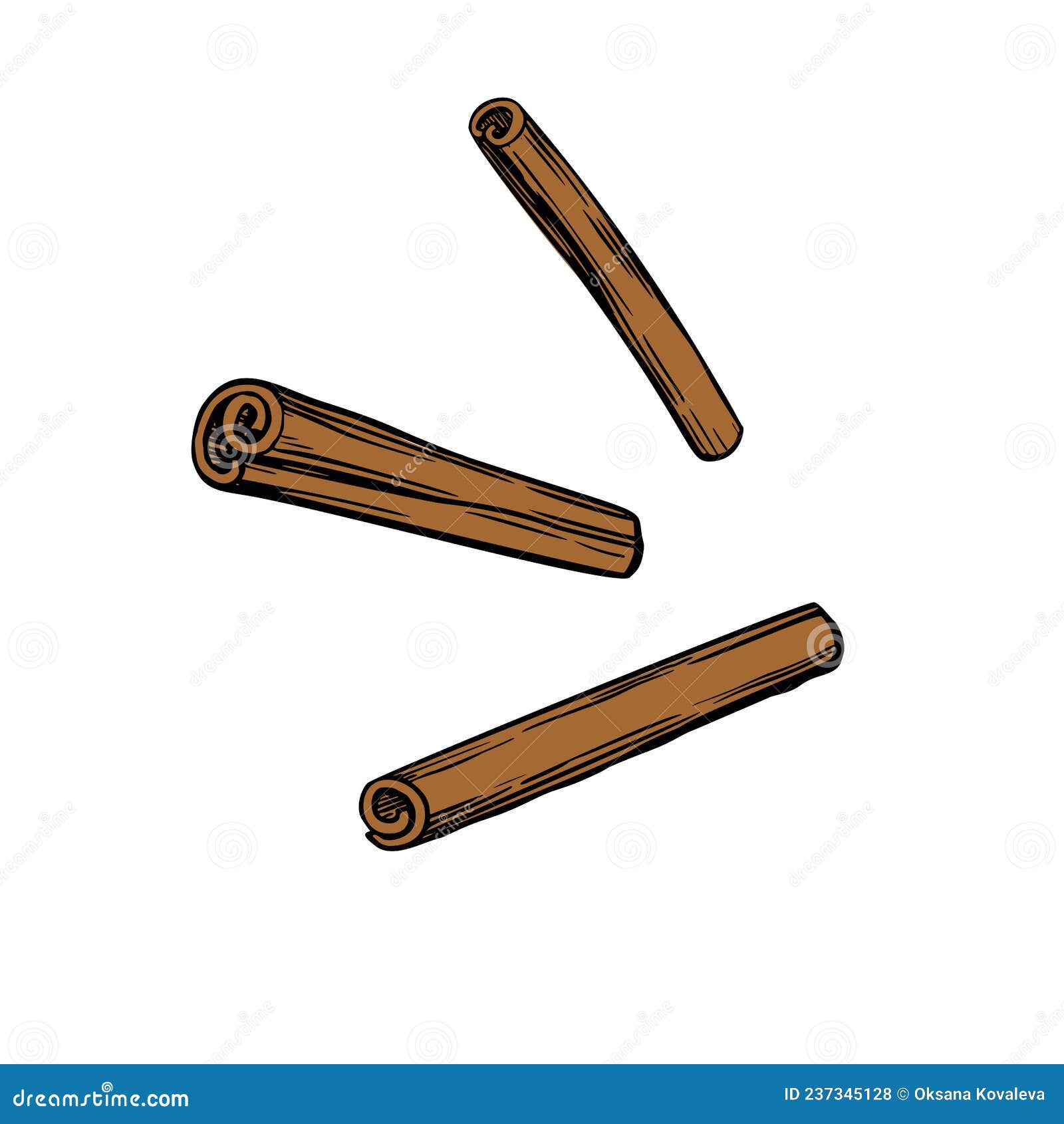 Cinnamon Set in Sketch Style. White Background. Line Art. Vector ...