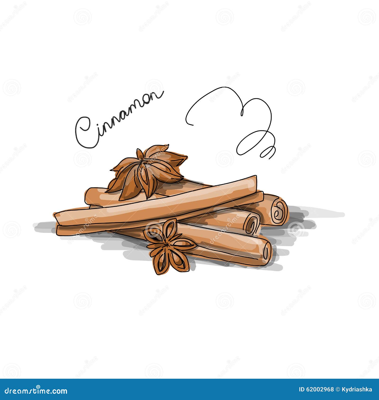 Cinnamon Set In Sketch Style. White Background. Line Art. Vector ...