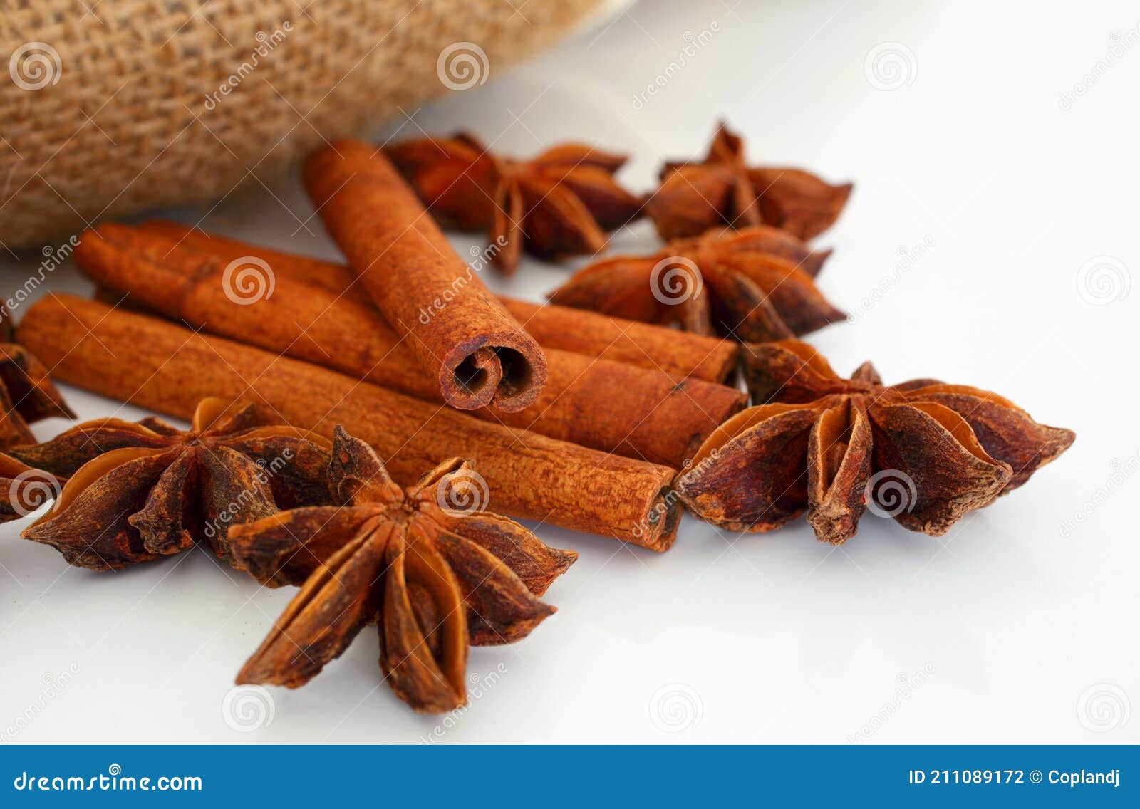 Cinnamon and Star Aniseed Sticks on White. Stock Photo - Image of ...