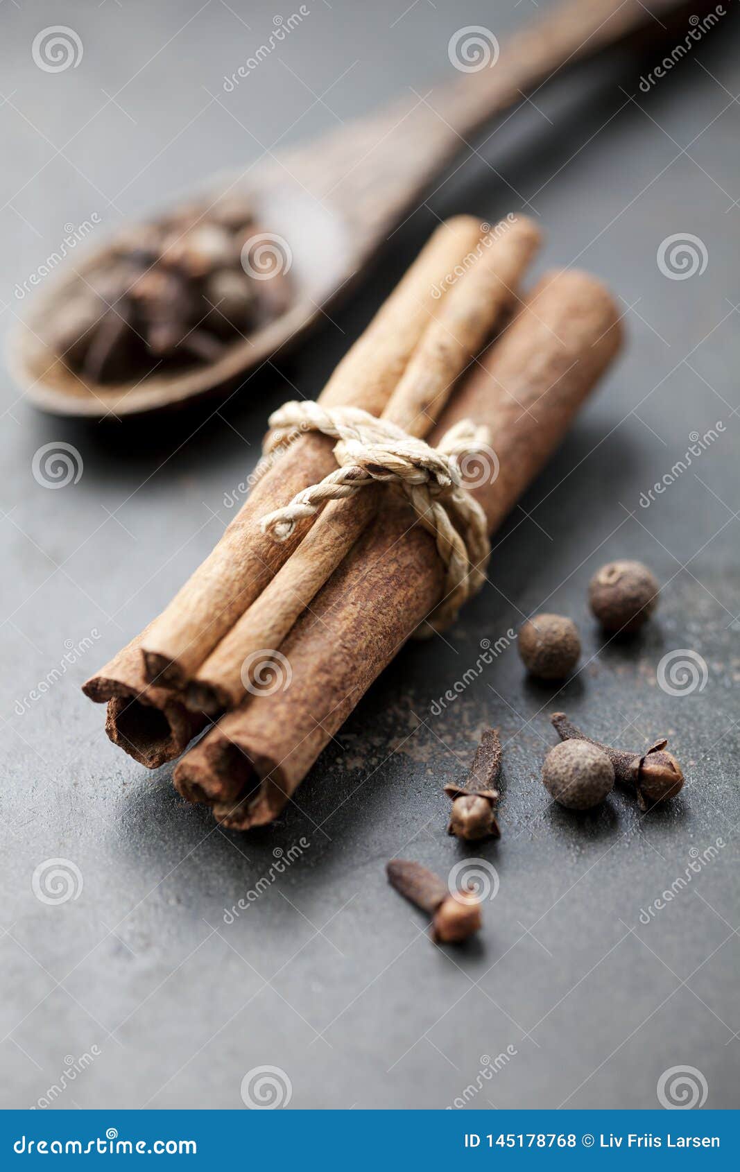 Spices on a stone surface stock photo. Image of still - 145178768
