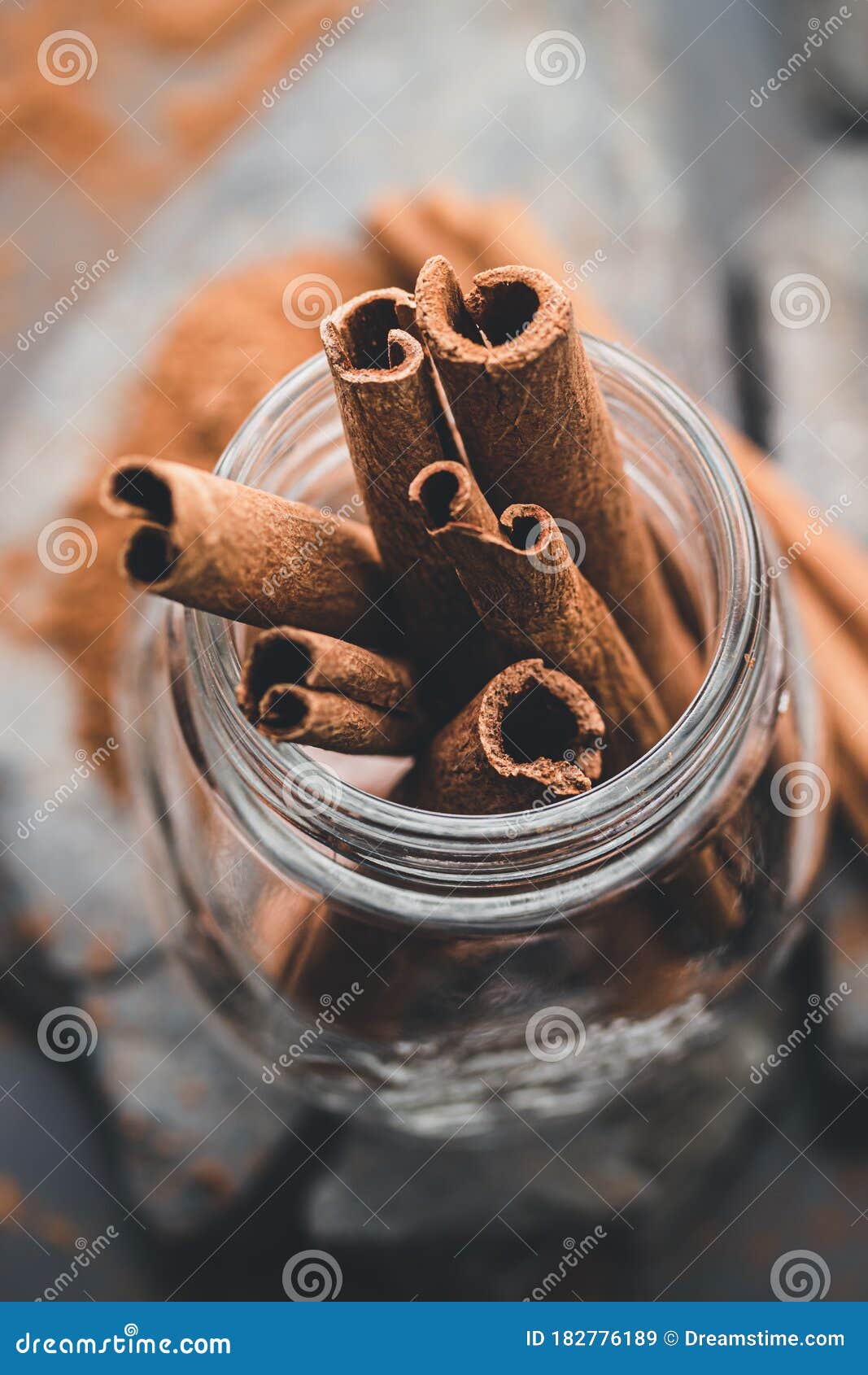 Cinnamon Stick in a Glass Bowl. Stock Image - Image of background ...