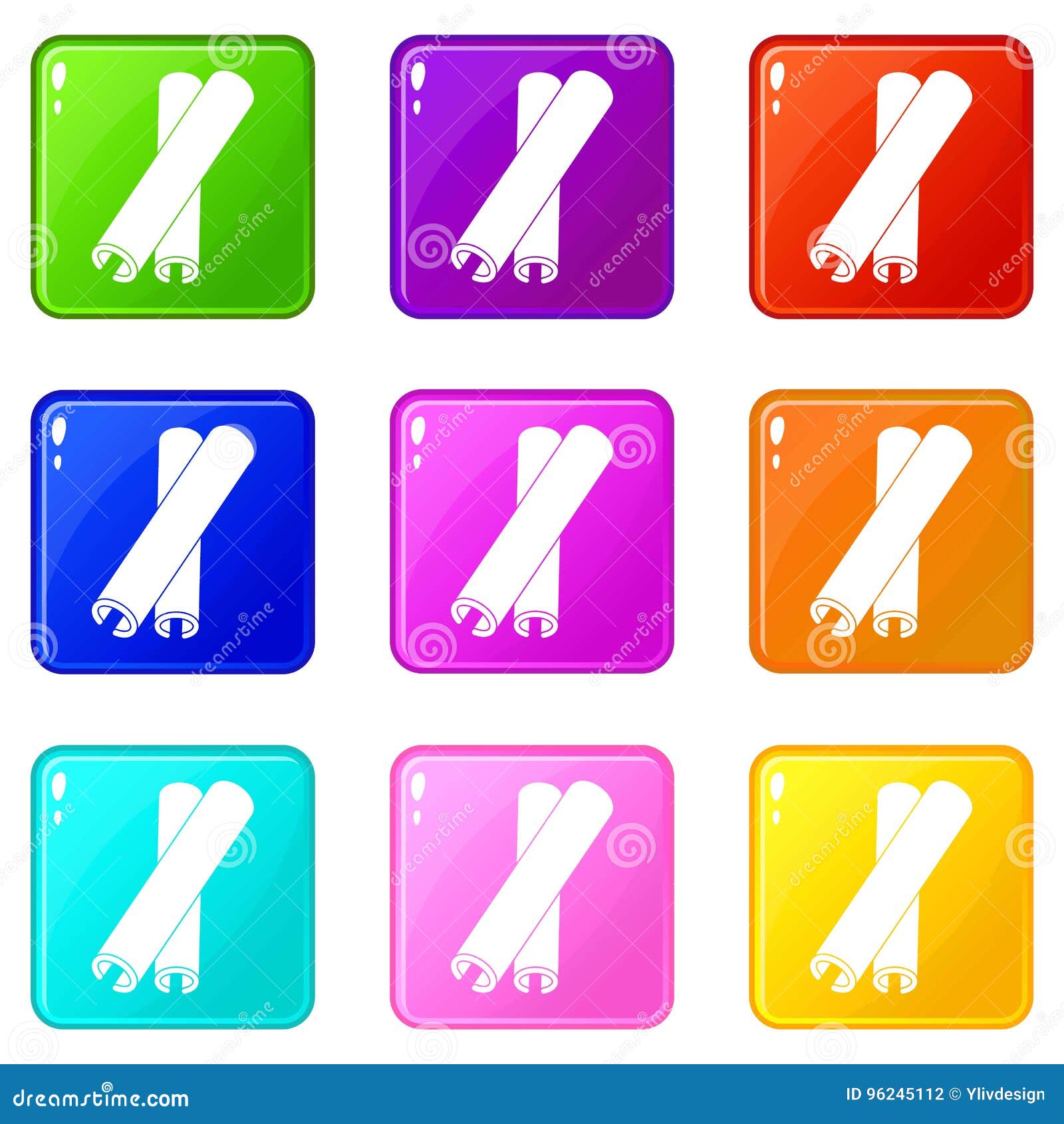 Cinnamon Sticks Icons 9 Set Stock Vector - Illustration of aroma ...