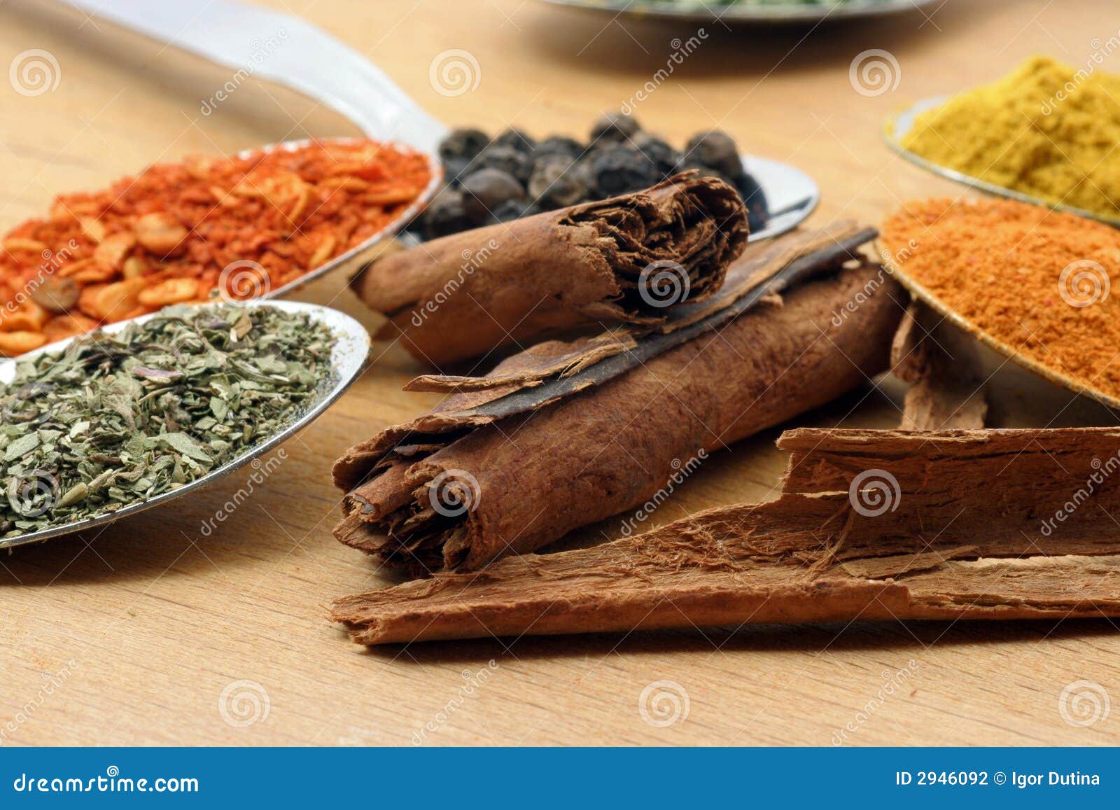 Cinnamon sticks and spices stock photo. Image of powder - 2946092