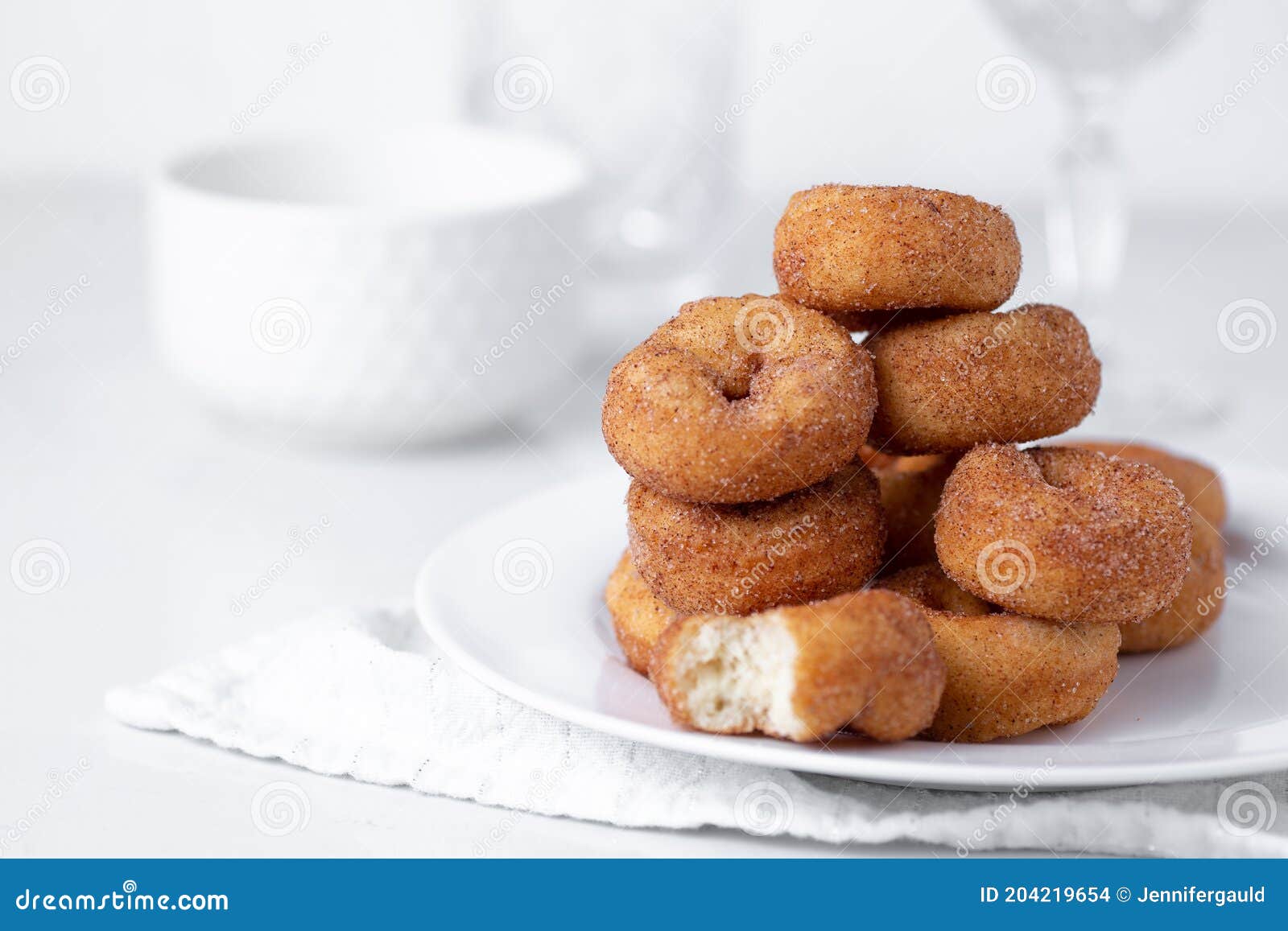 Cinnamon sugar mini donuts stock photo. Image of closeup - 204219654