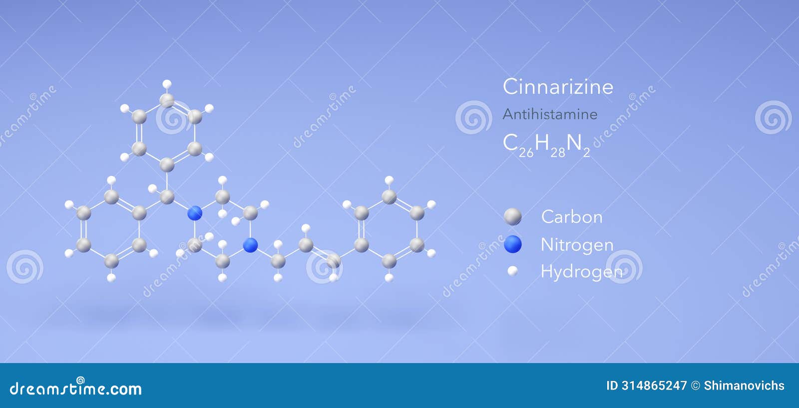 Cinnarizine Molecule, Molecular Structures, Antihistamine, 3d Model ...