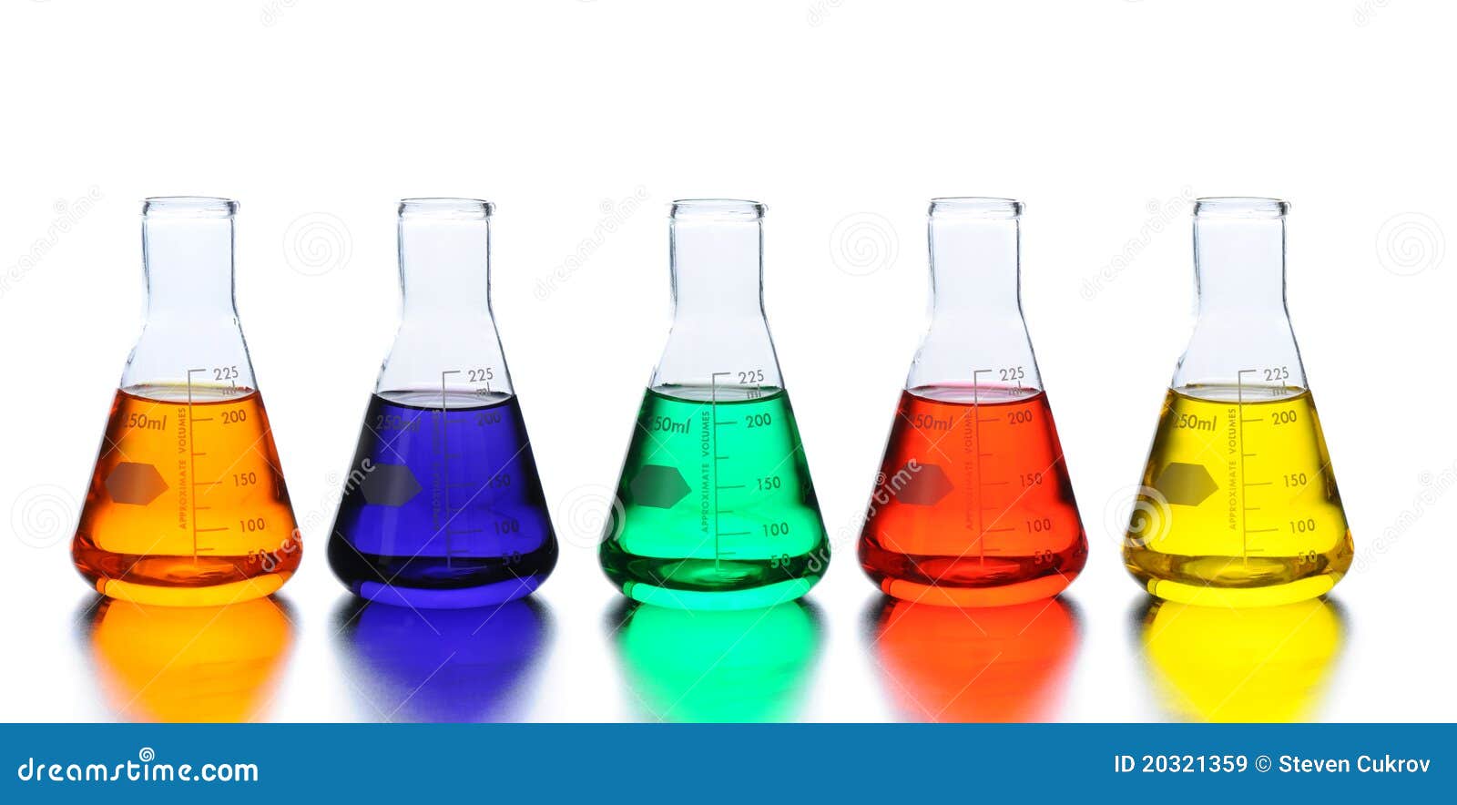 Cinq Bechers De Laboratoire Image stock - Image du orange, rouge: 20321359