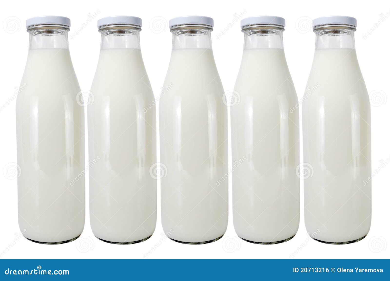 Cinq Bouteilles En Verre Avec Du Lait Photo stock - Image du conteneur ...