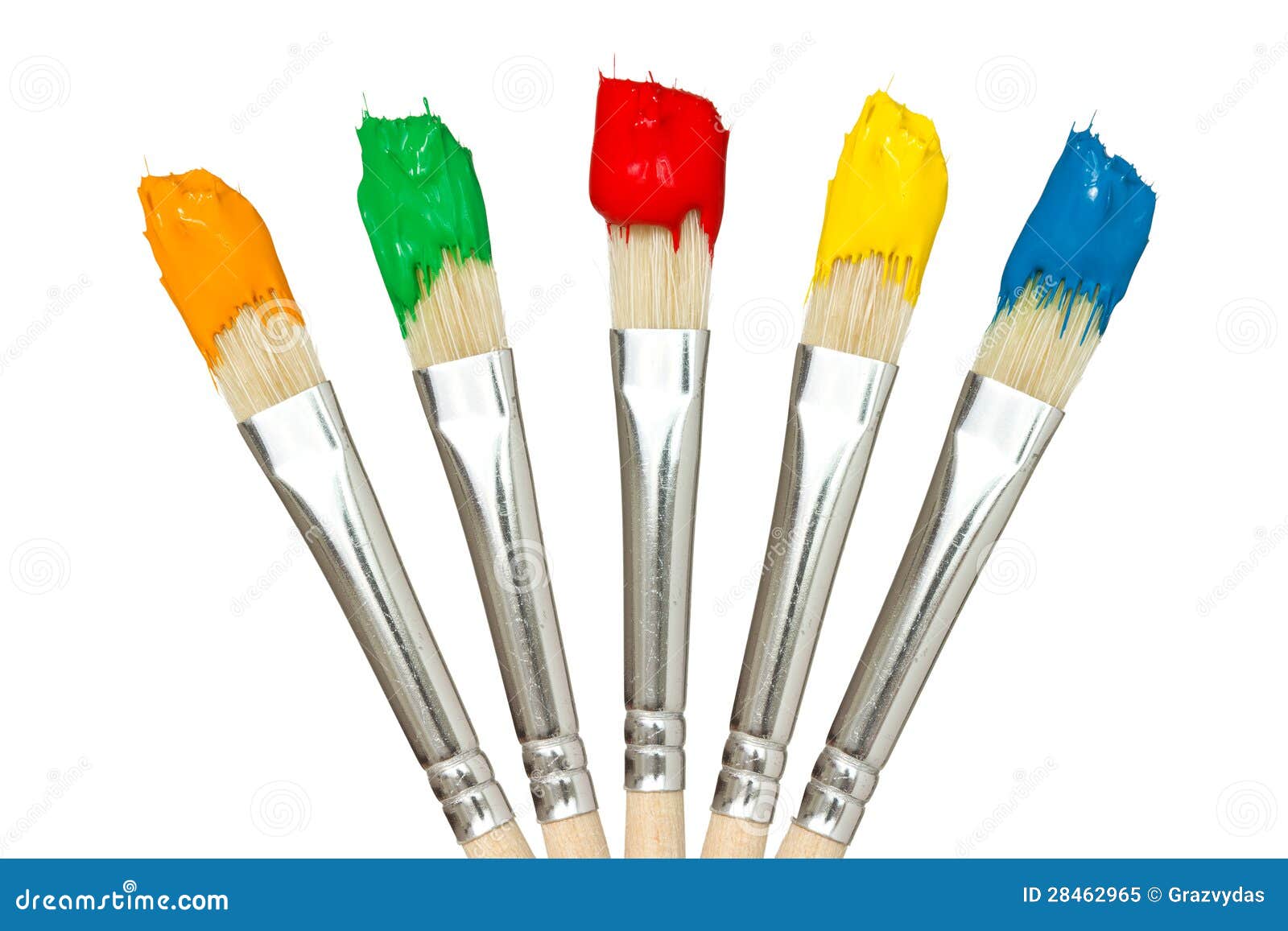 Cinq Pinceaux Avec Des Peintures De Couleur Image stock - Image du ...