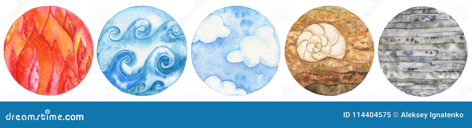 Cinque Elementi Naturali: Fuoco, Acqua, Aria, Terra E Metallo ...