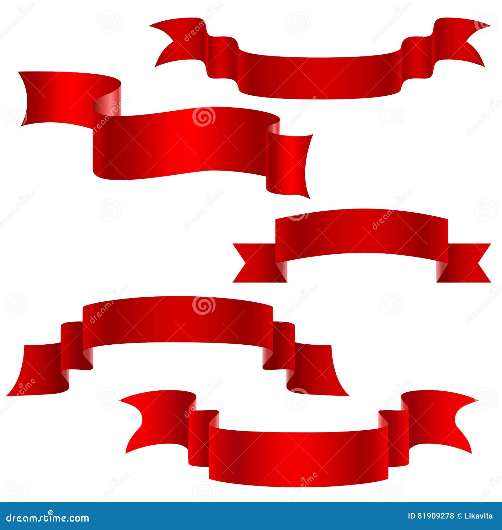 Cintas Decorativas Rojas Fijadas Ilustración del Vector - Ilustración ...