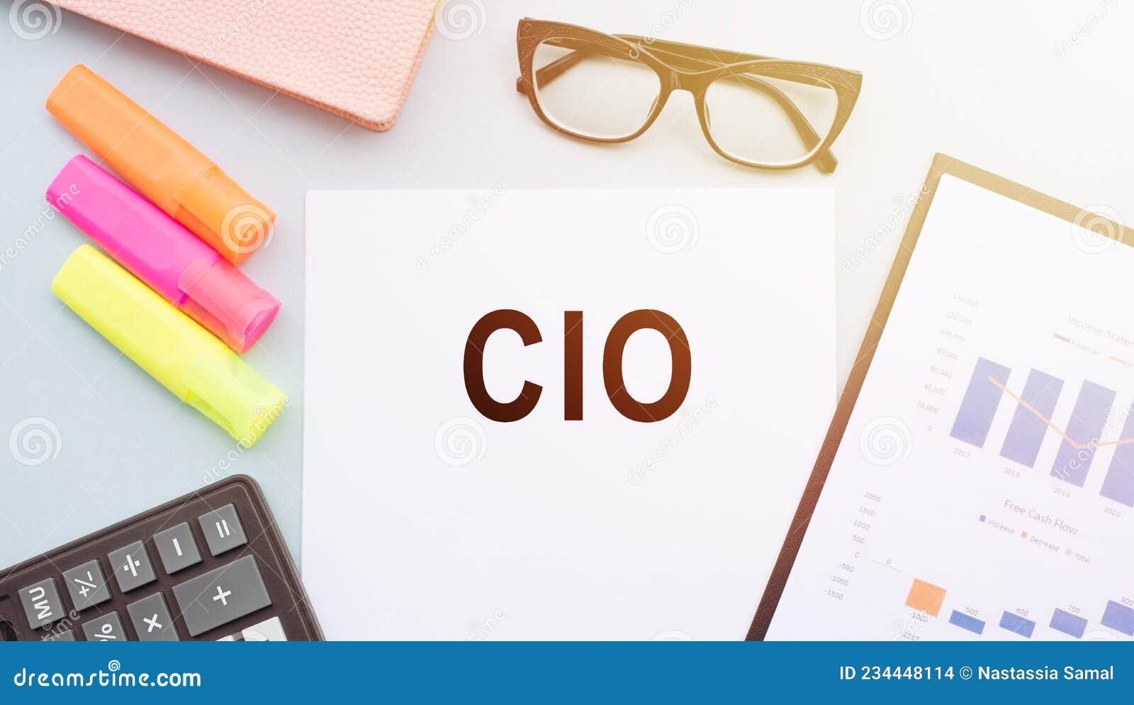CIO Chief Information Officer Written in Notebook on White Table with ...