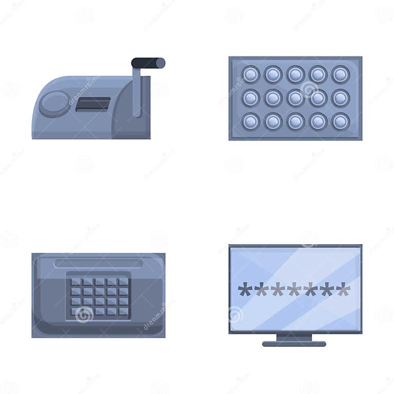 Cipher Icons Set Cartoon Vector. Various Type of Encryption Stock ...