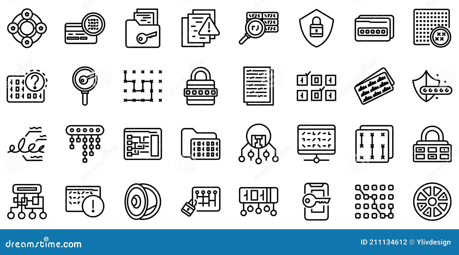 Cipher Icons Set, Outline Style Stock Vector - Illustration of ...