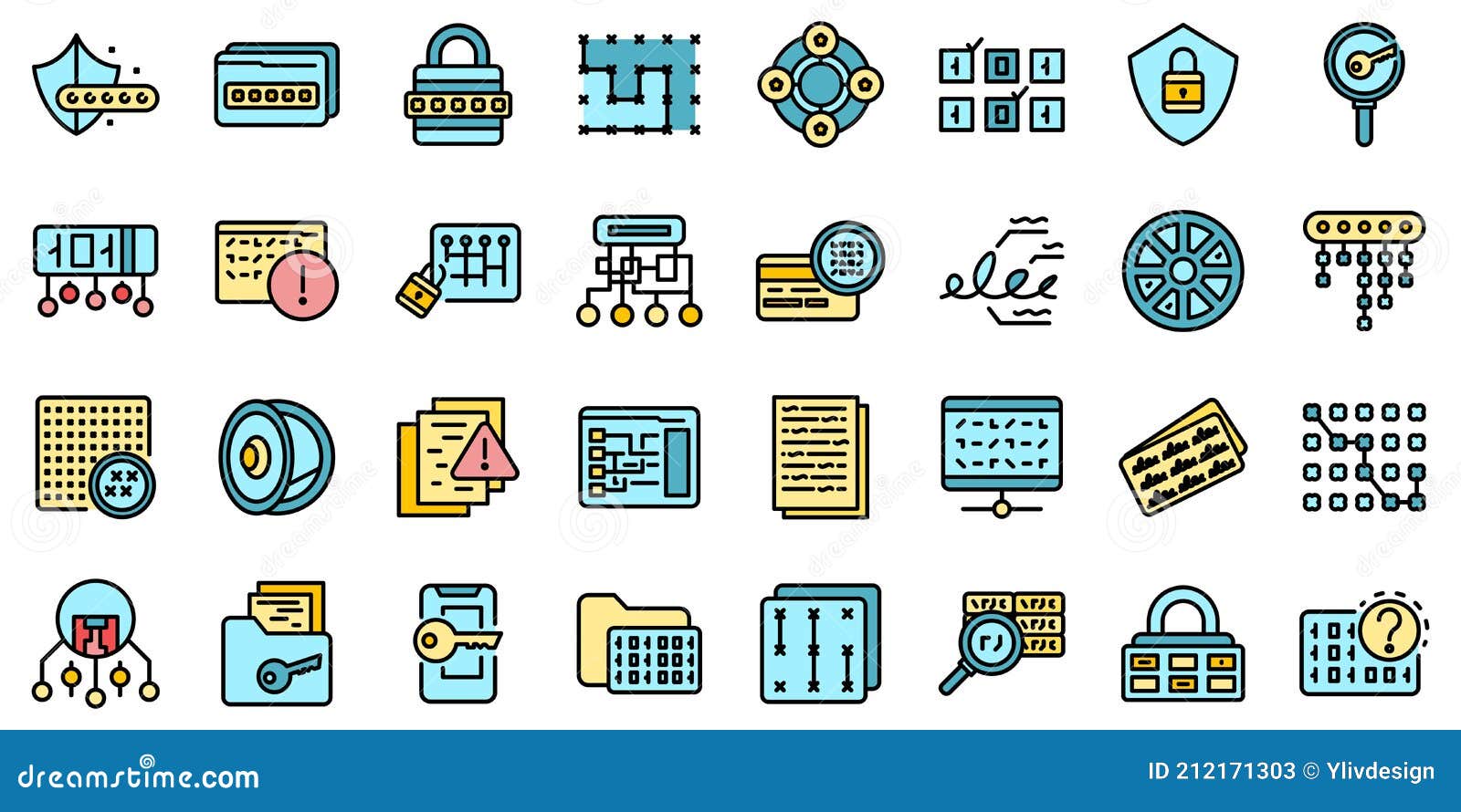 Cipher Icons Set Vector Flat Stock Vector - Illustration of black ...
