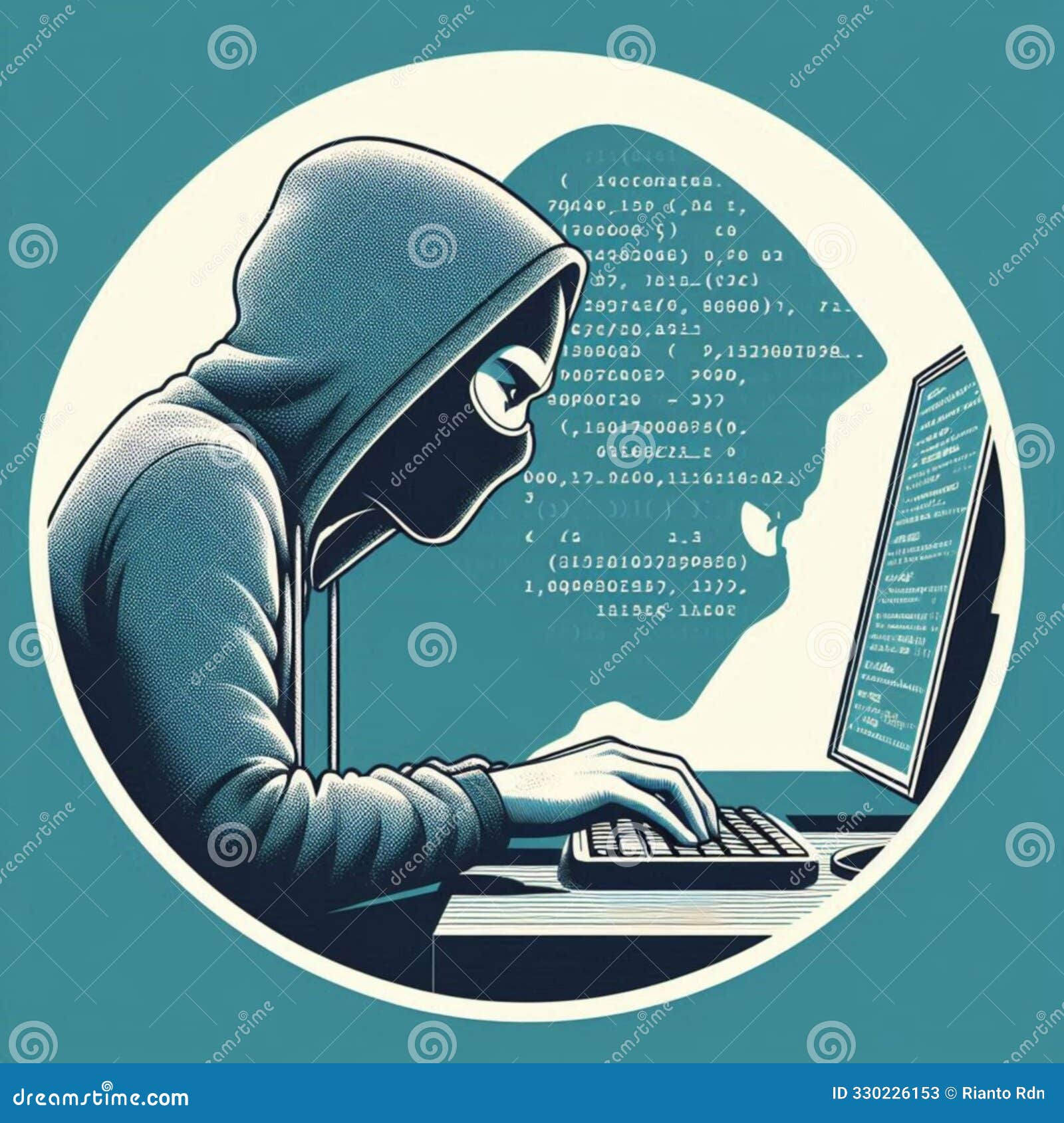 Cipher Master: the Masked Cracker Unleashes Chaos Stock Illustration ...