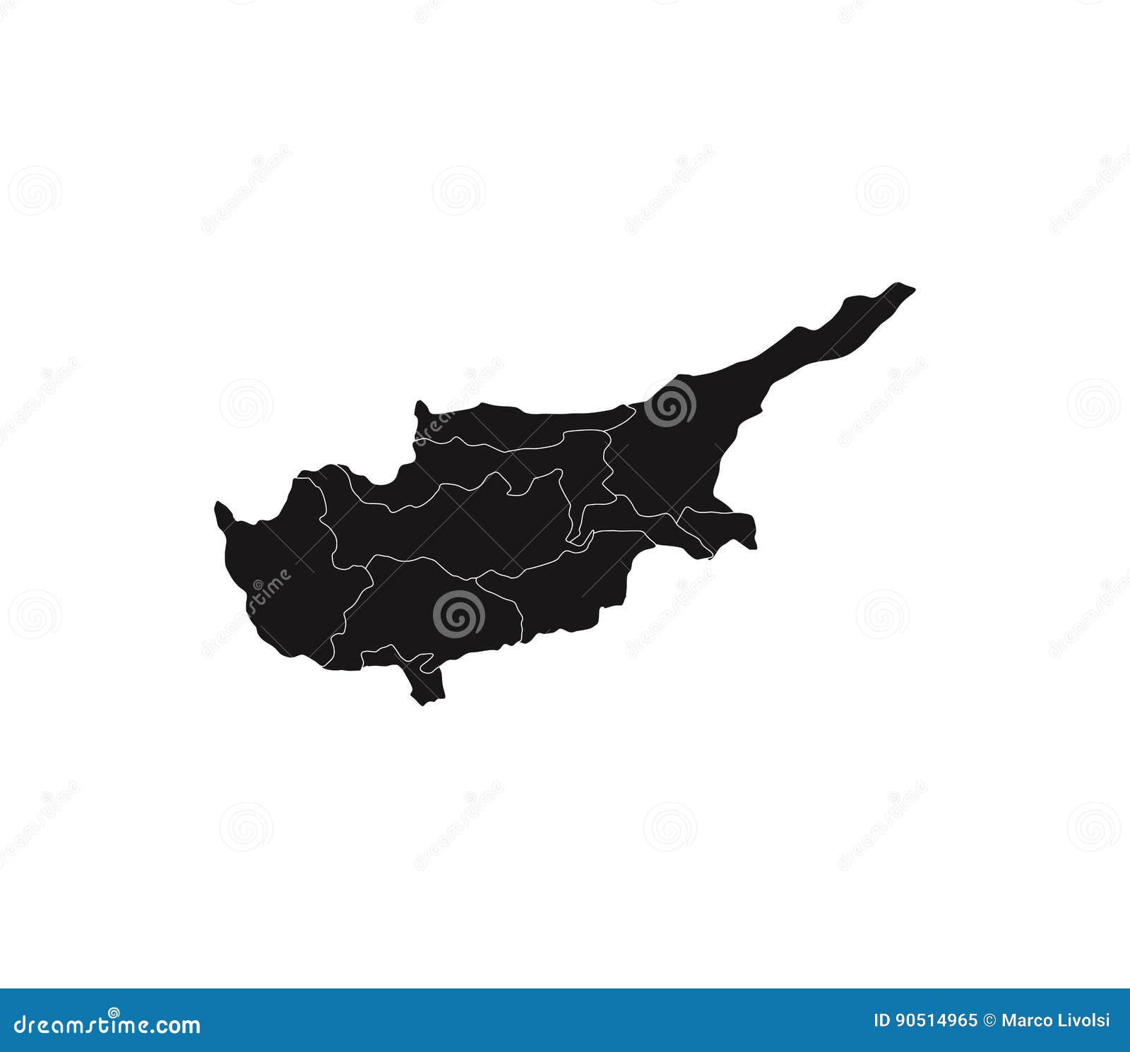 Cipro Illustrated Map With Regions Royalty-Free Stock Photo ...