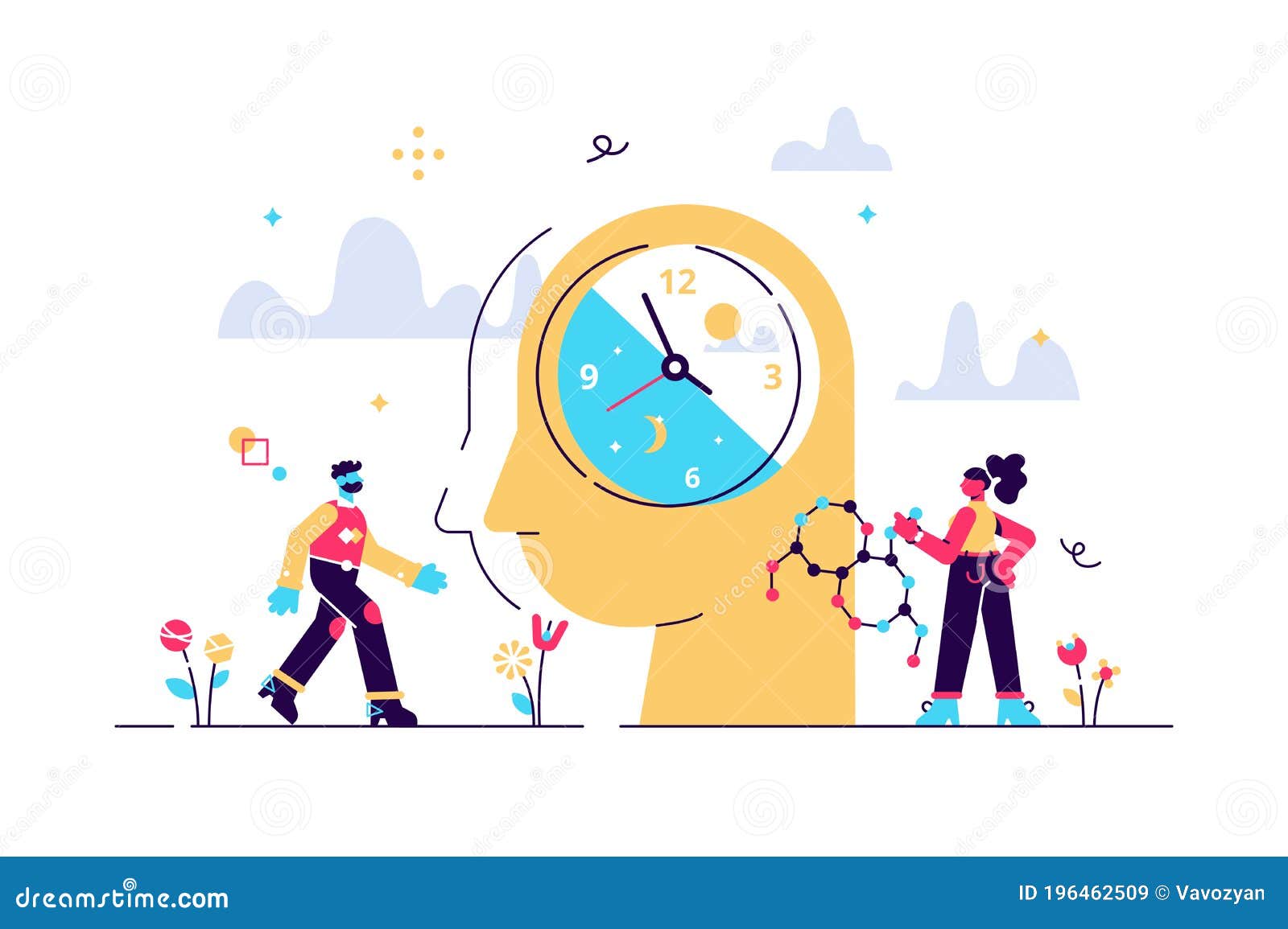 Circadian Rhythm Concept, Tiny Person Vector Stock Vector ...