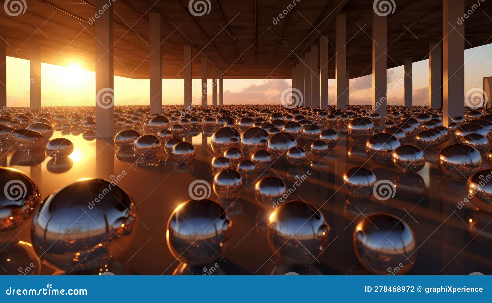 Circadian Reflections Mirrored Spheres Artwork Stock Illustration ...
