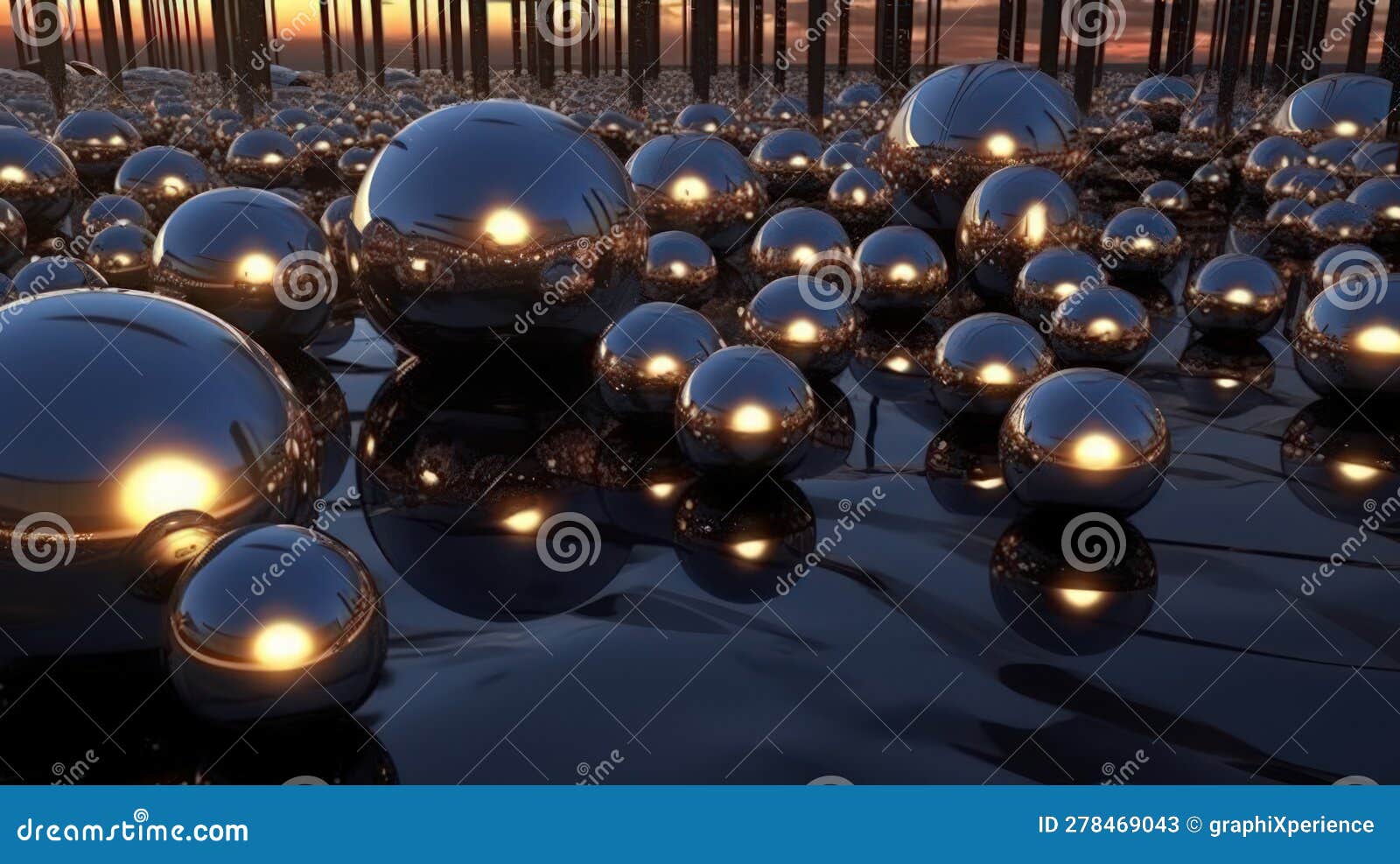 Circadian Reflections Mirrored Spheres Artwork Stock Illustration ...
