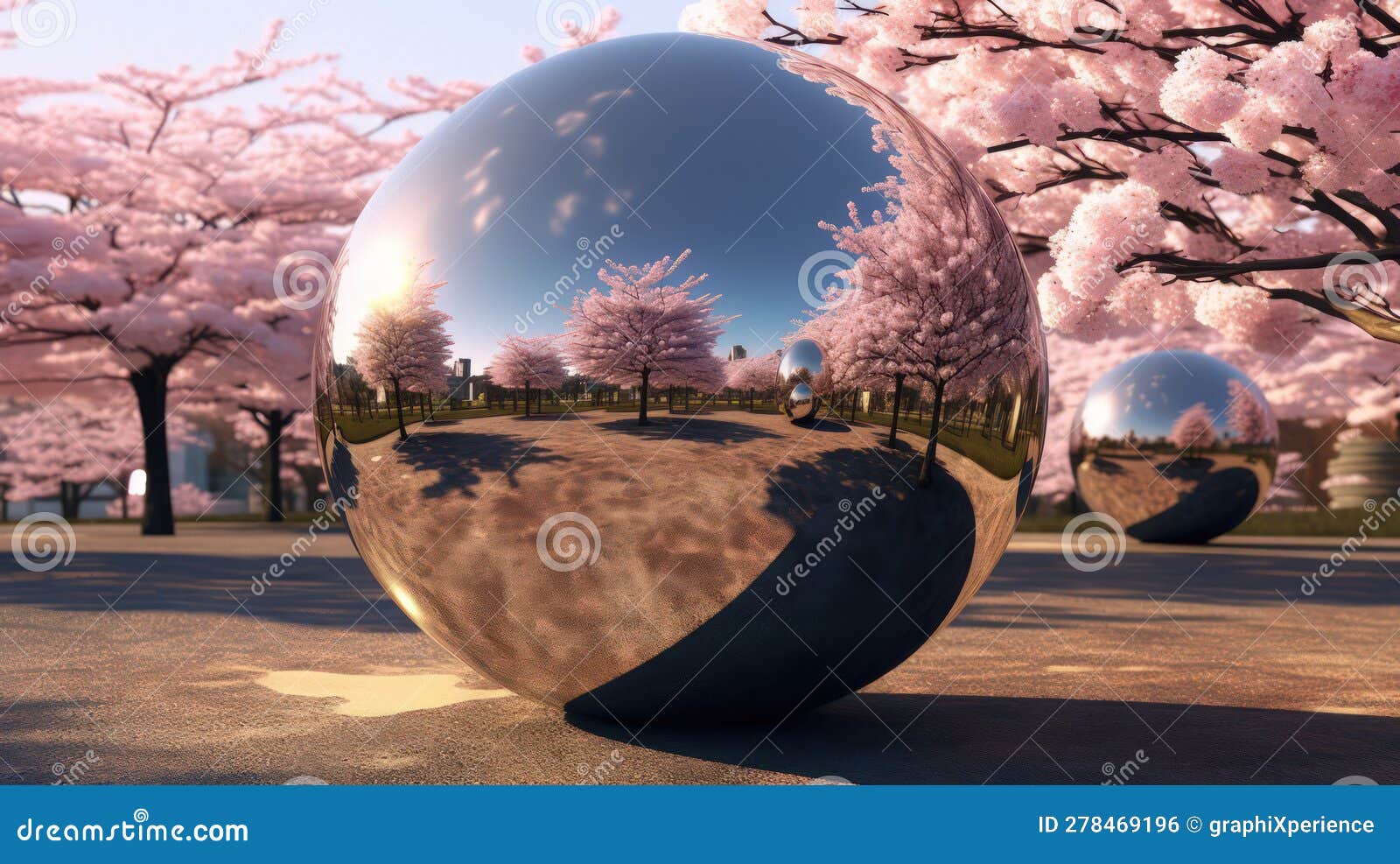 Circadian Reflections Mirrored Spheres Artwork Stock Illustration ...