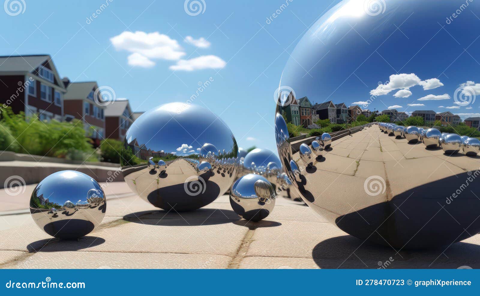 Circadian Reflections Mirrored Spheres Artwork Stock Illustration ...