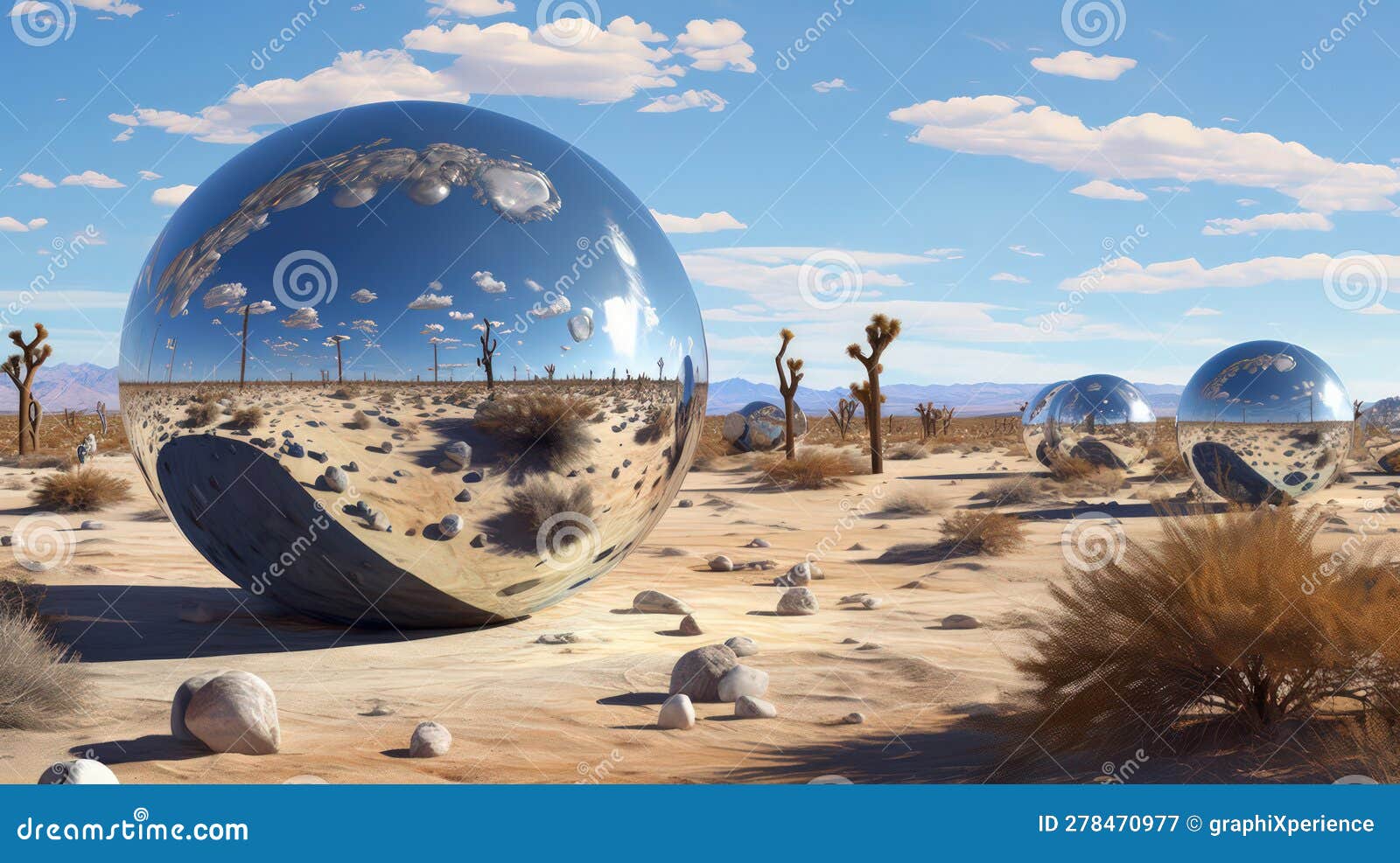 Circadian Reflections Mirrored Spheres Artwork Stock Illustration ...