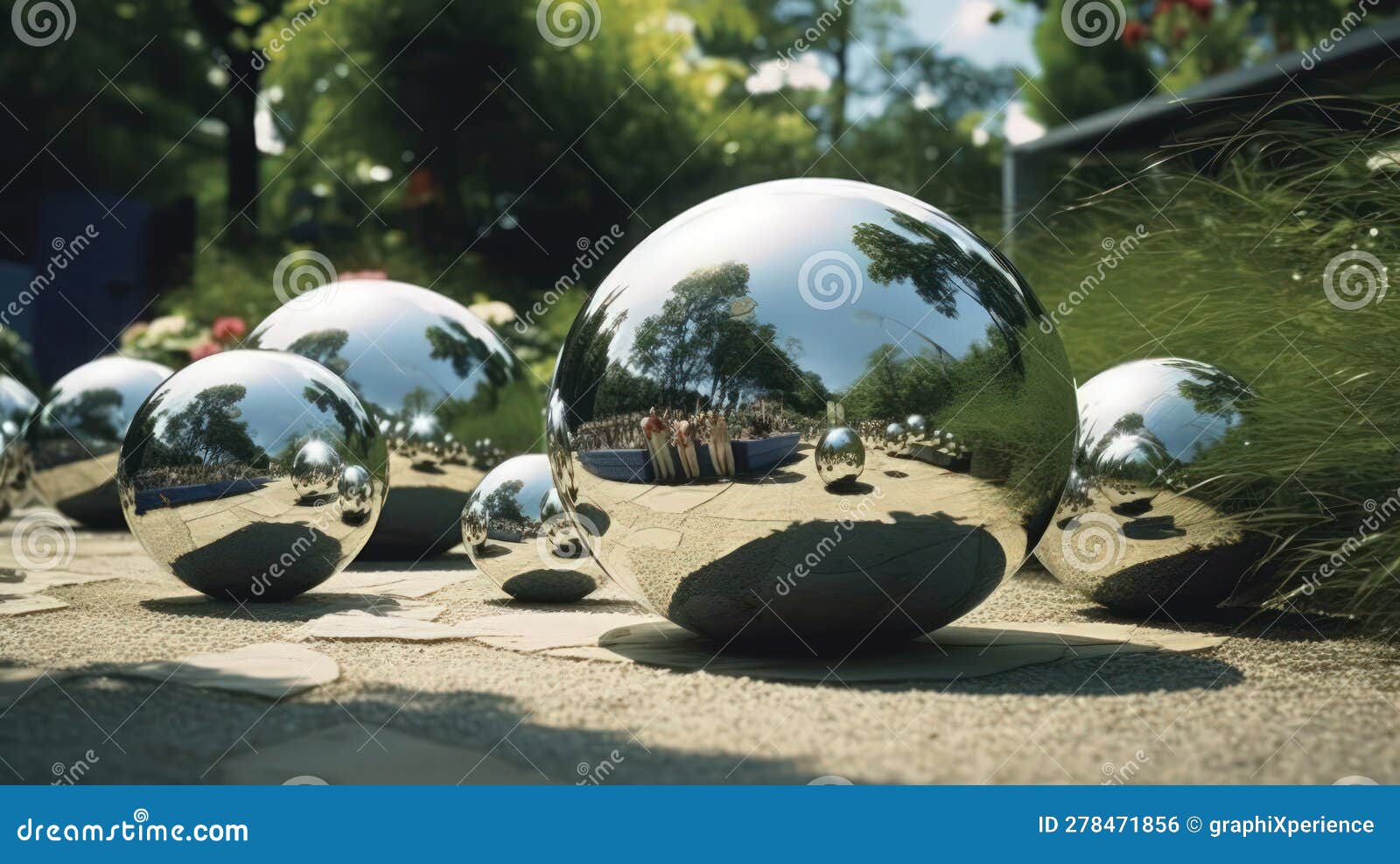 Circadian Reflections Mirrored Spheres Artwork Stock Illustration ...