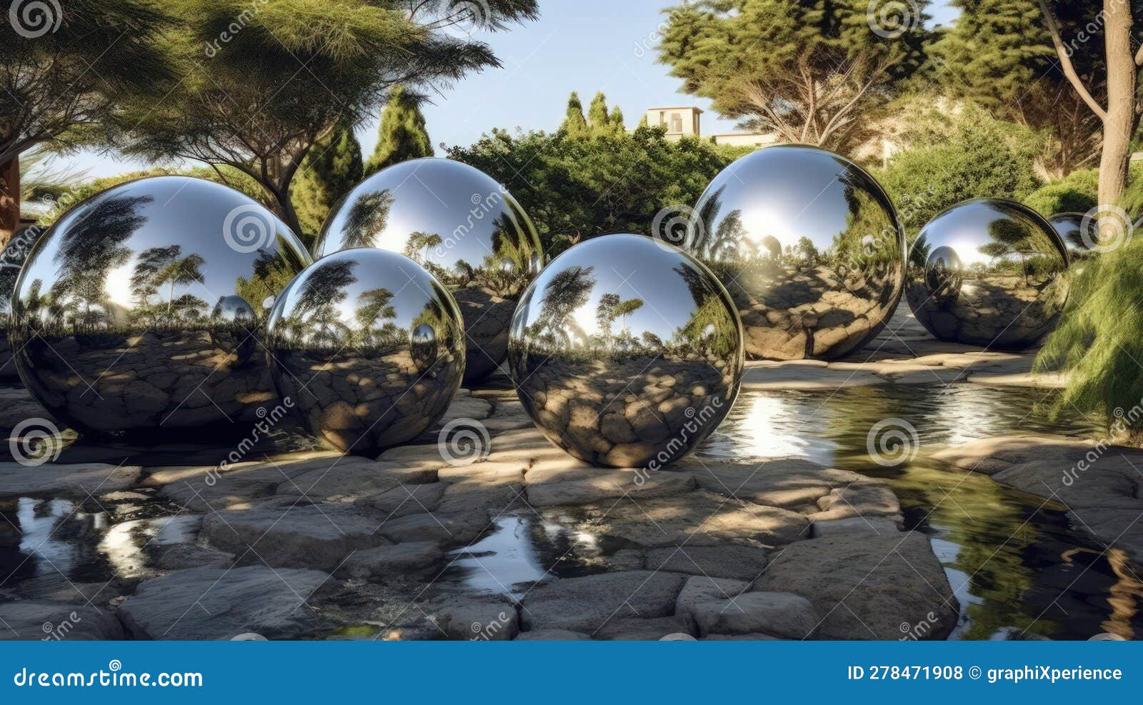 Circadian Reflections Mirrored Spheres Artwork Stock Illustration ...
