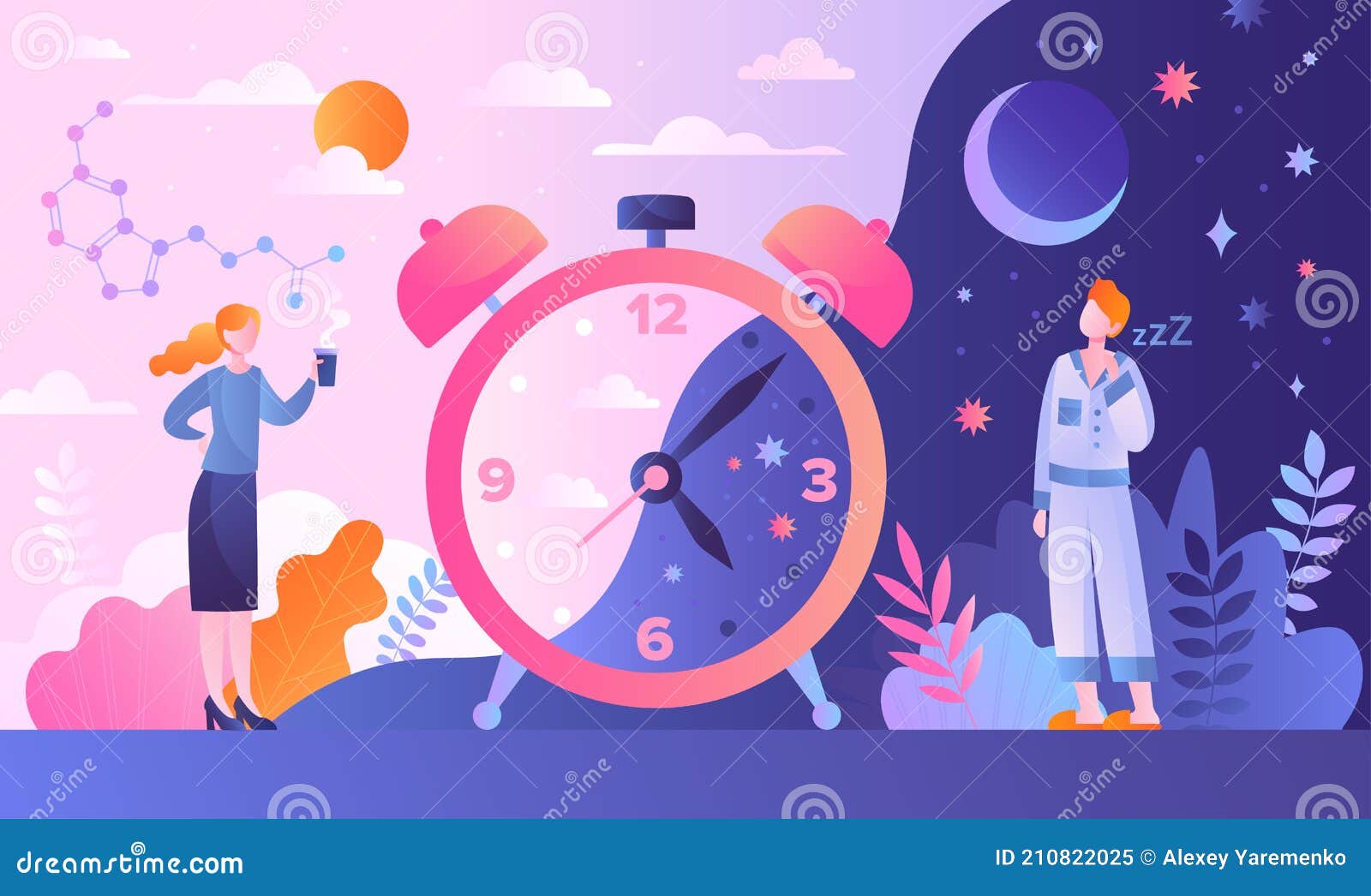 Circadian Rhythm Concept With Tiny Characters Cartoon Vector ...