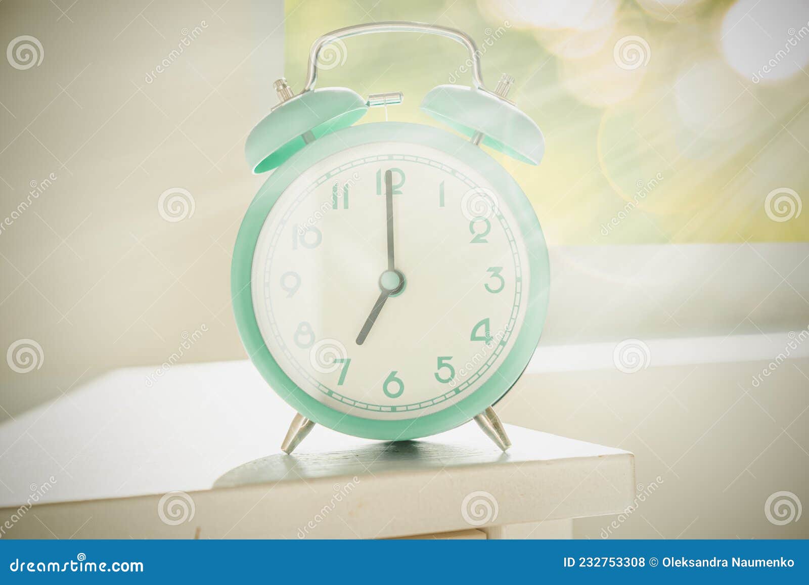 Circadian Rhythms Concept - Alarm Clock Set on 7 am with Sun Rays Stock ...