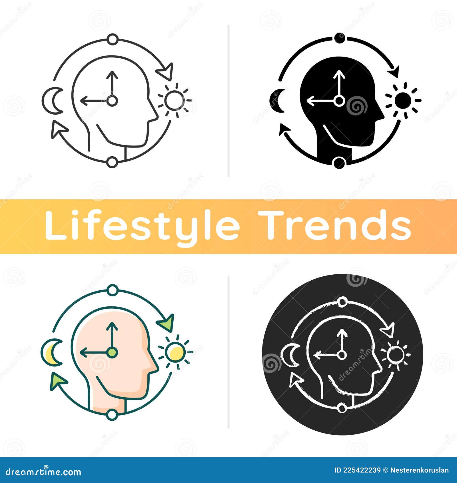 Circadian Rhythms Icon Cartoon Vector | CartoonDealer.com #225422239