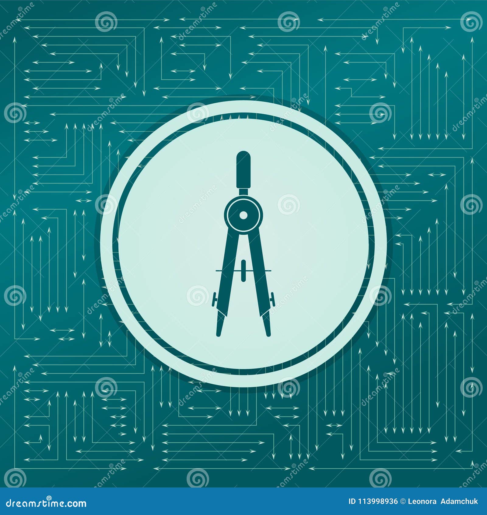 Circinus Icon On A Green Background With Arrows In Different Directions It Appears The