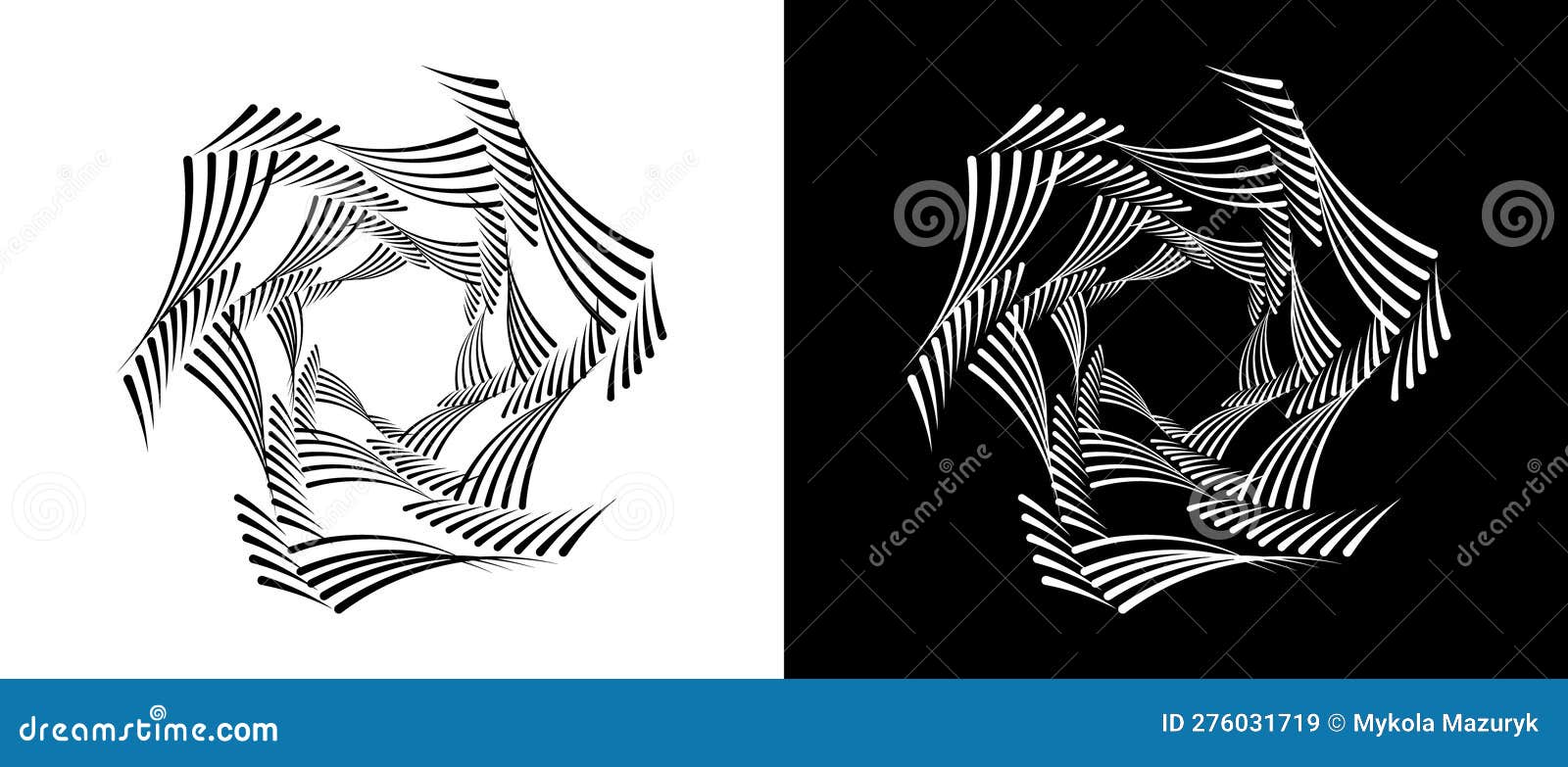 Circle Abstract Background with Dynamic Speed Lines in Spiral. Black ...
