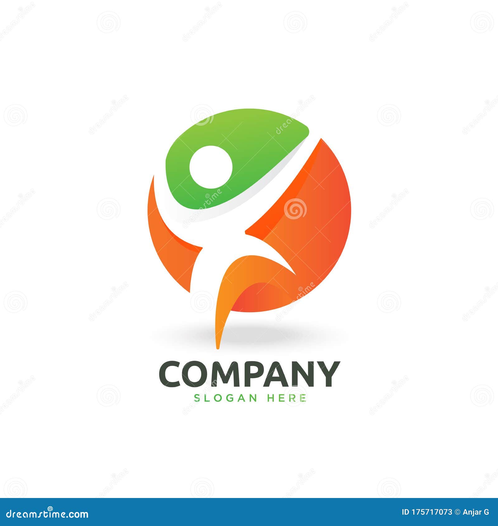 Circle Abstract 3d Smooth Gradient Human Jumping Pose Logo Template ...