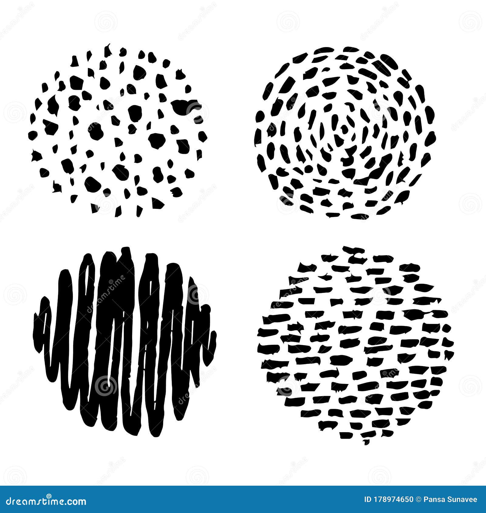 Circle Abstract Doodle Hand Drawn Stock Vector - Illustration of white ...