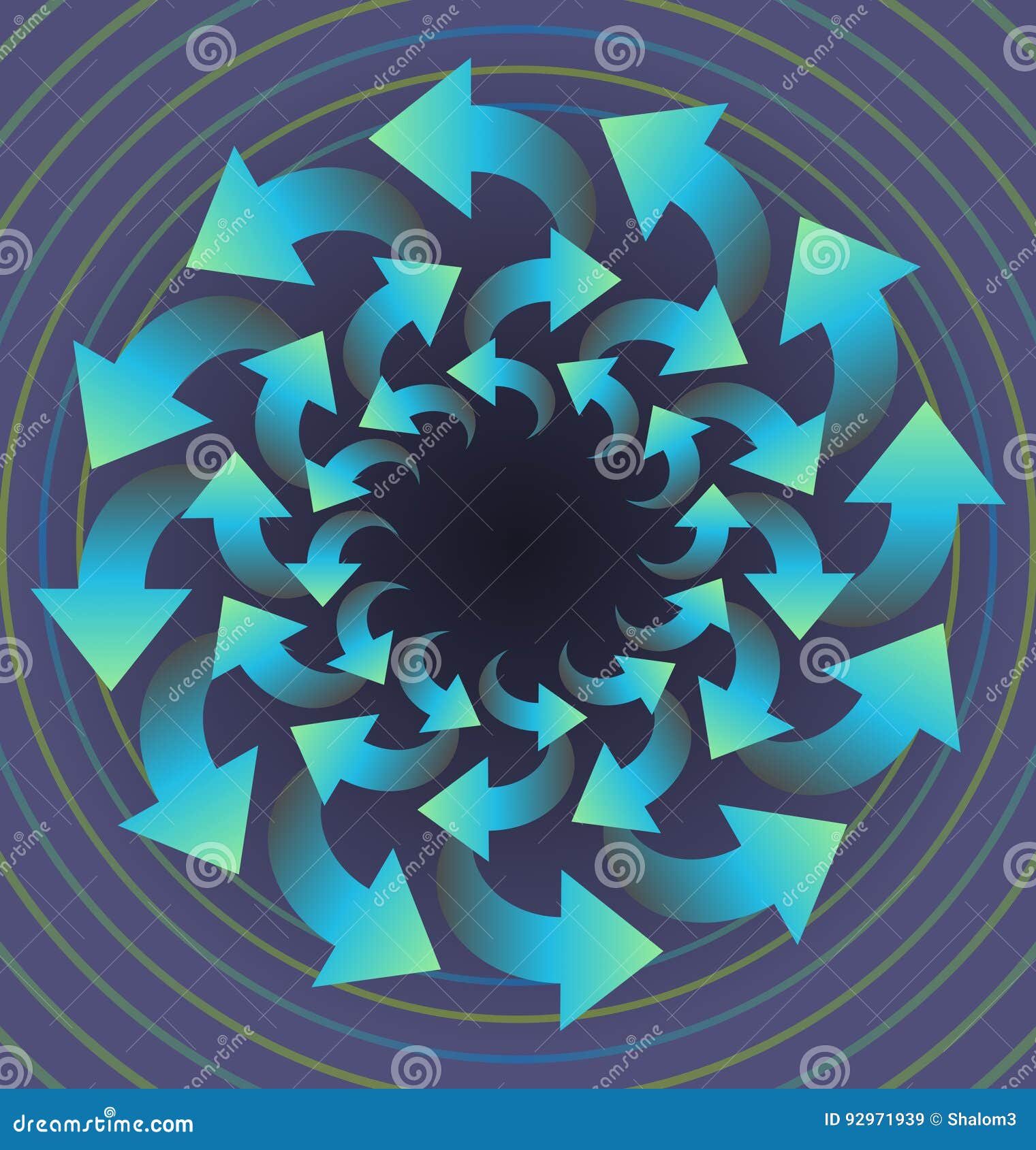 Circle Abstract Object Composed of Blue Rotating Arrows on Light Purple ...