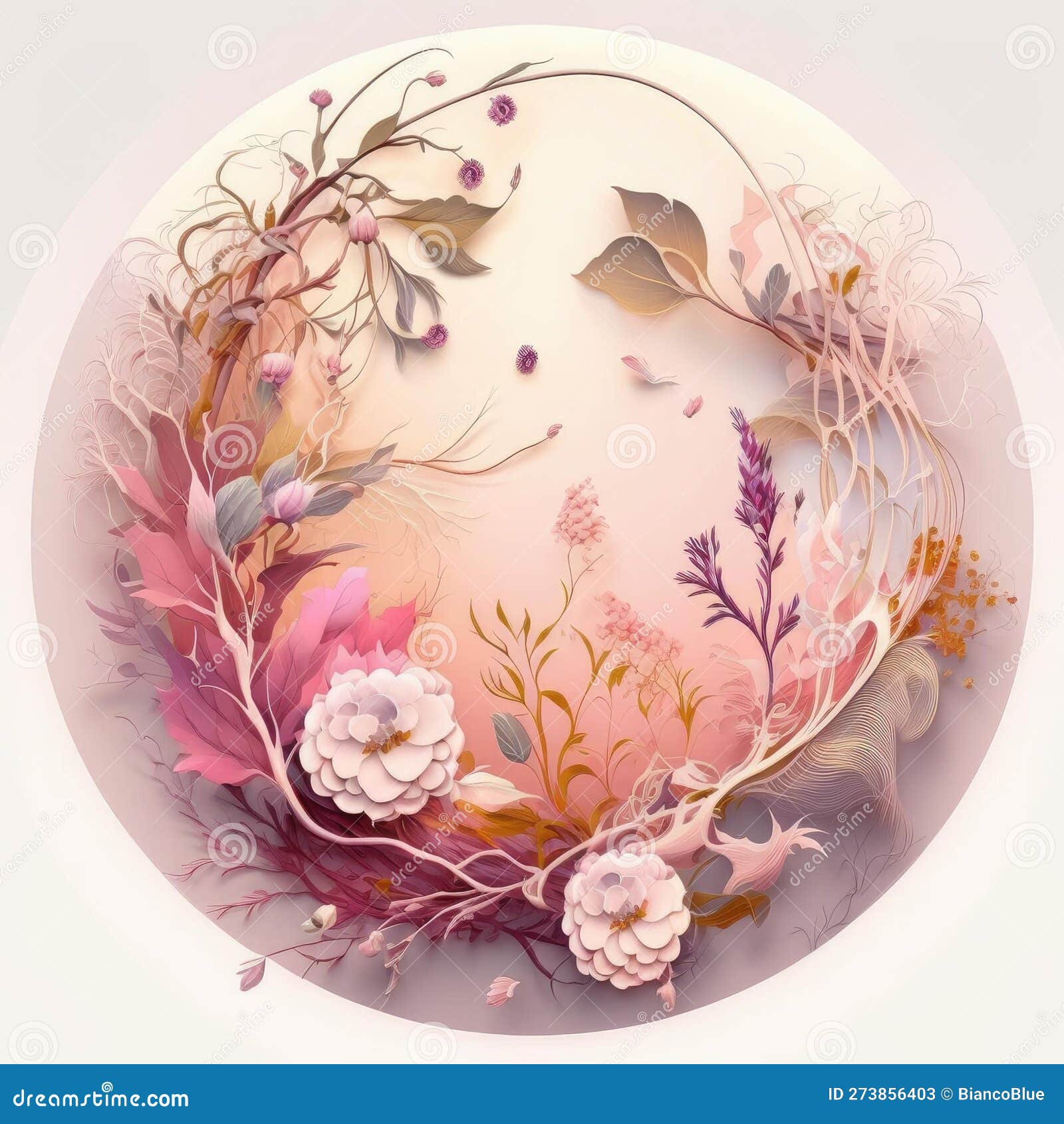 Circle Abstract of Pink Flowers Decoration Stock Illustration ...