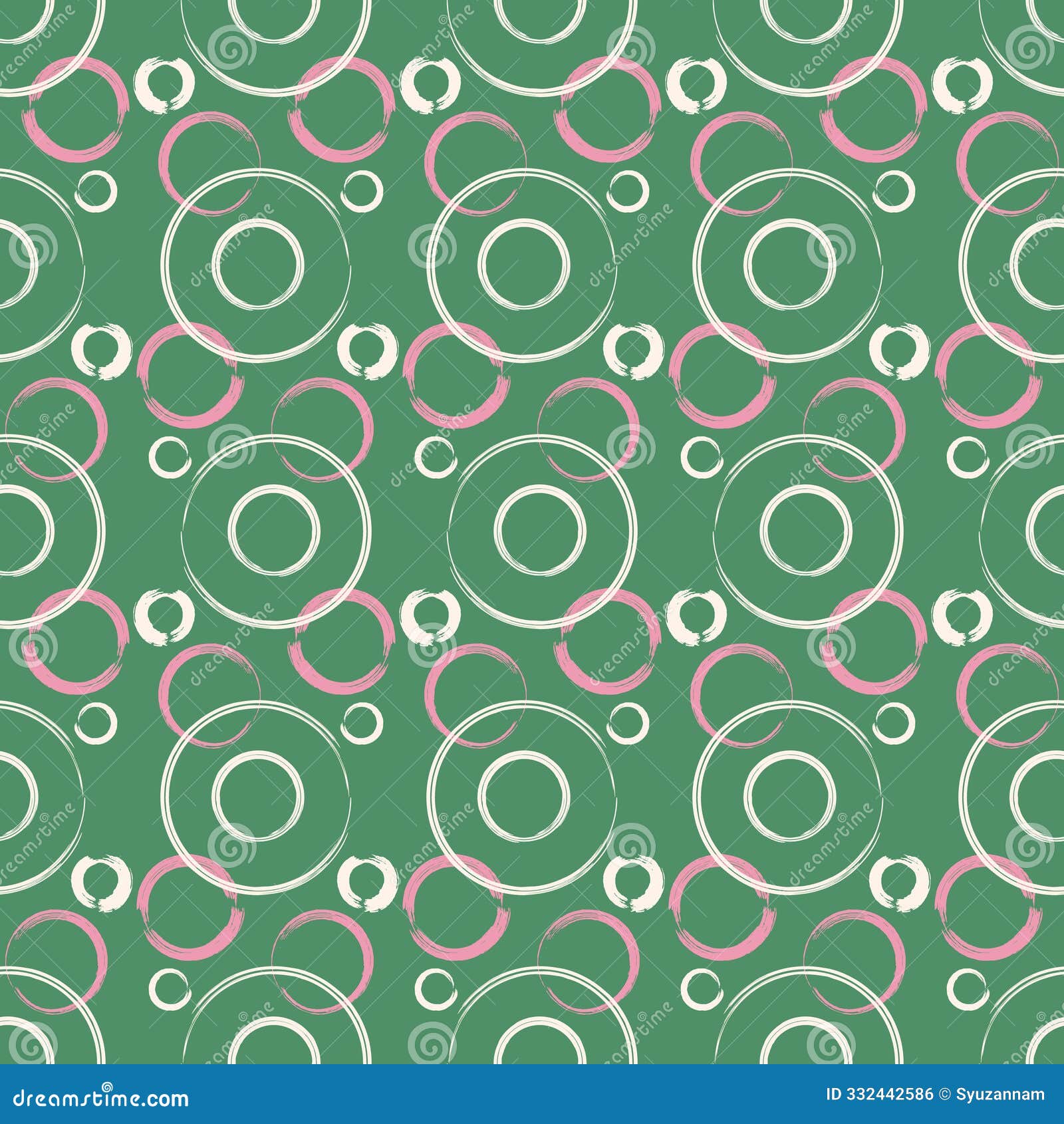 Circle Abstract Seamless Pattern. Brush Lines Continuous Surface. Stroke Round Shapes Repeat ...
