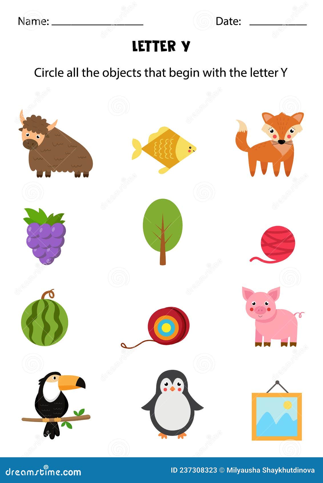 Letter Recognition for Kids. Circle All Objects that Start with Y ... Letter Recognition for Kids. Circle All Objects that Start with Y ...